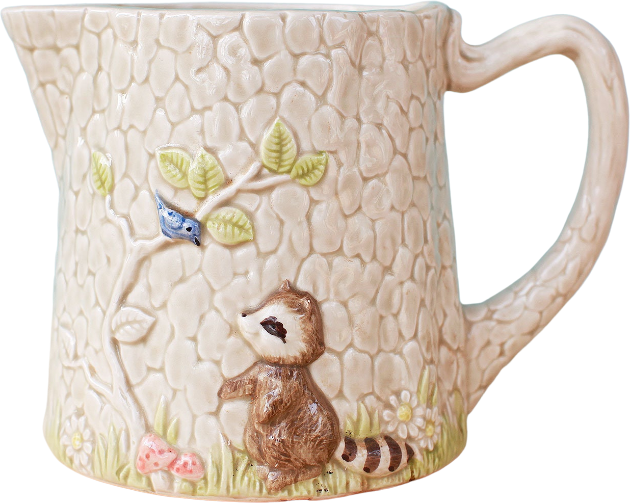 Vintage Rare Raccoon and Blue Bird Pitcher | Shop THRILLING