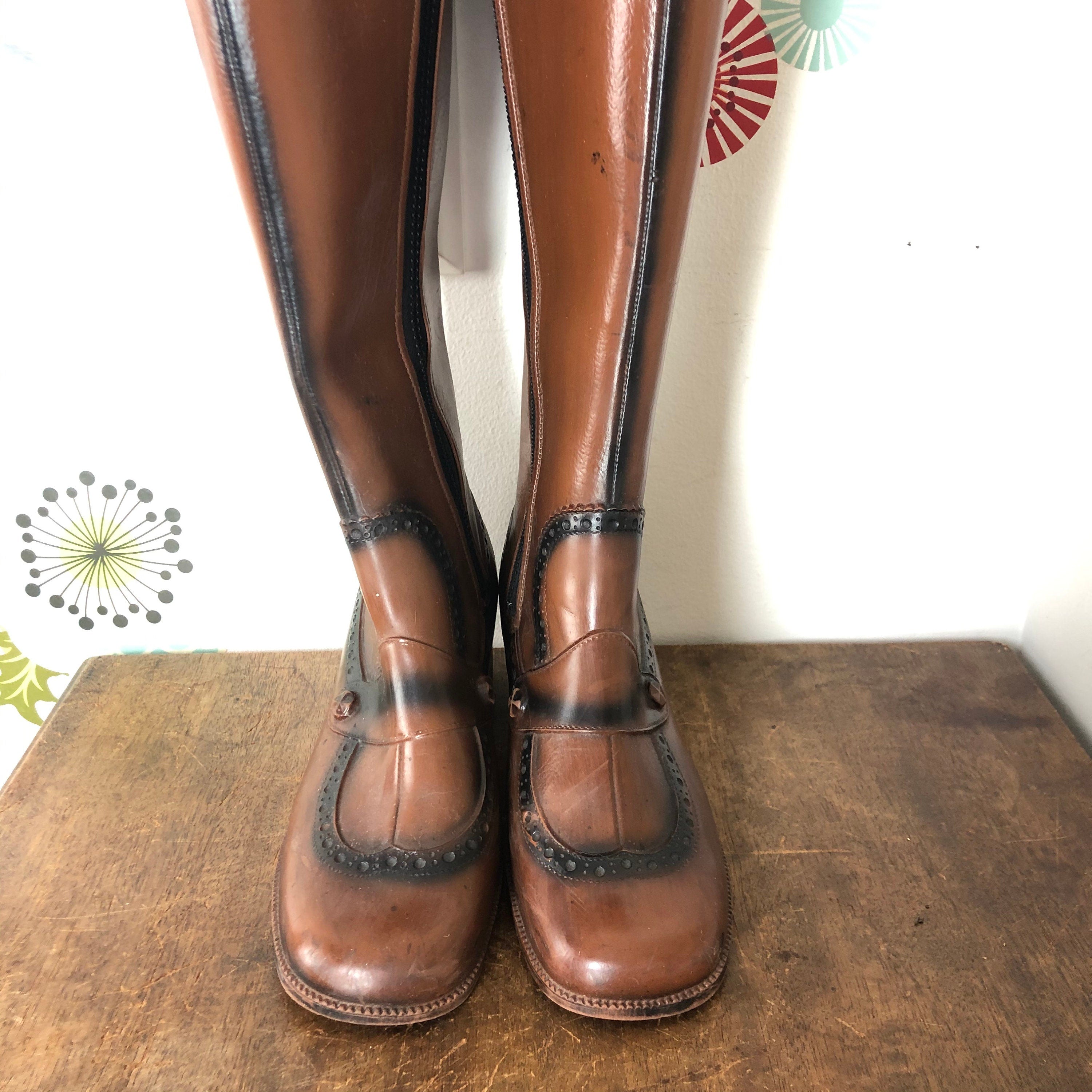 Vintage Rubber Rain Boots 60s Molded Rubber Boots with Tromp L'oeil De ...