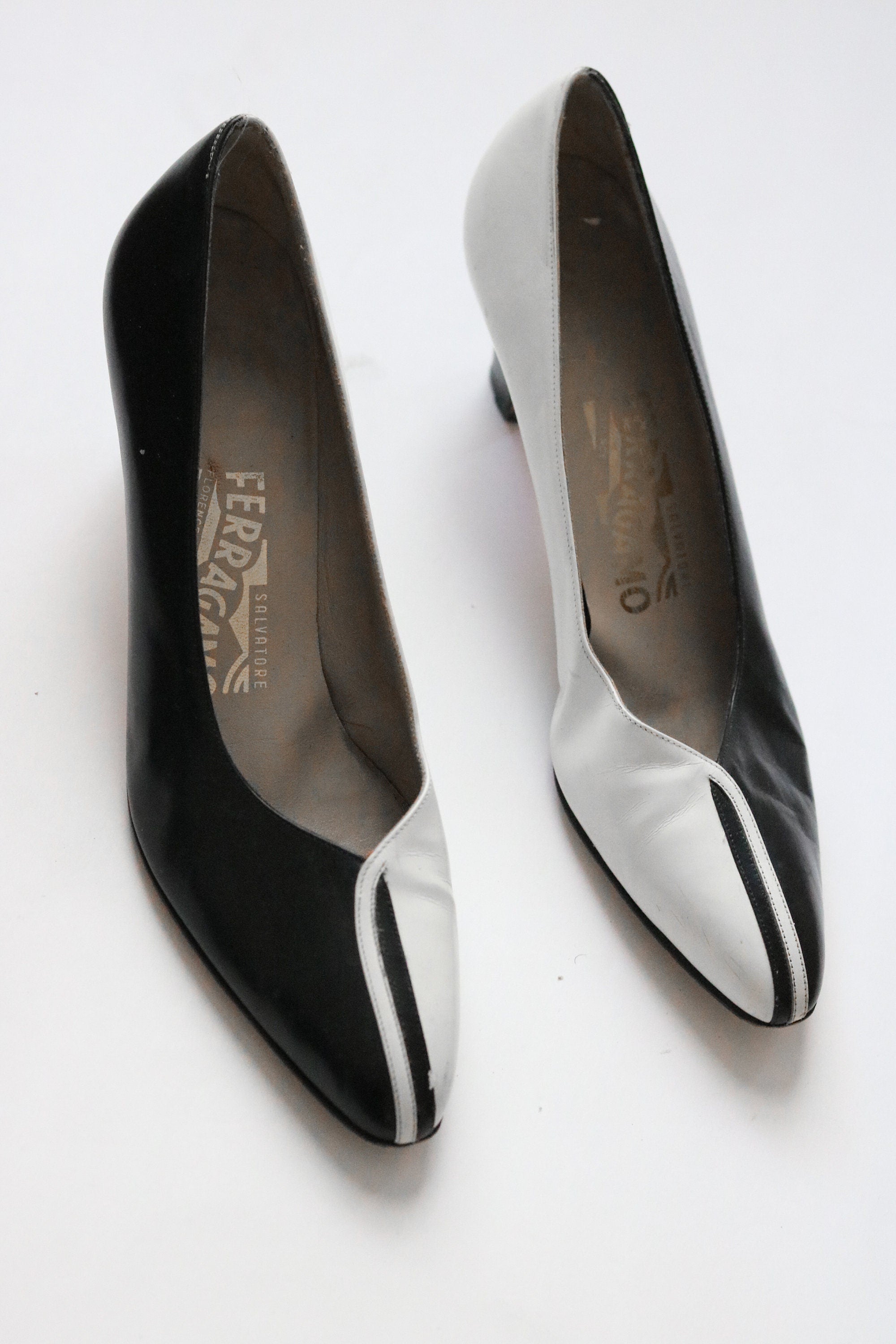 Vintage 60s Black and White Colorblock Pumps by Ferragamo | Shop THRILLING