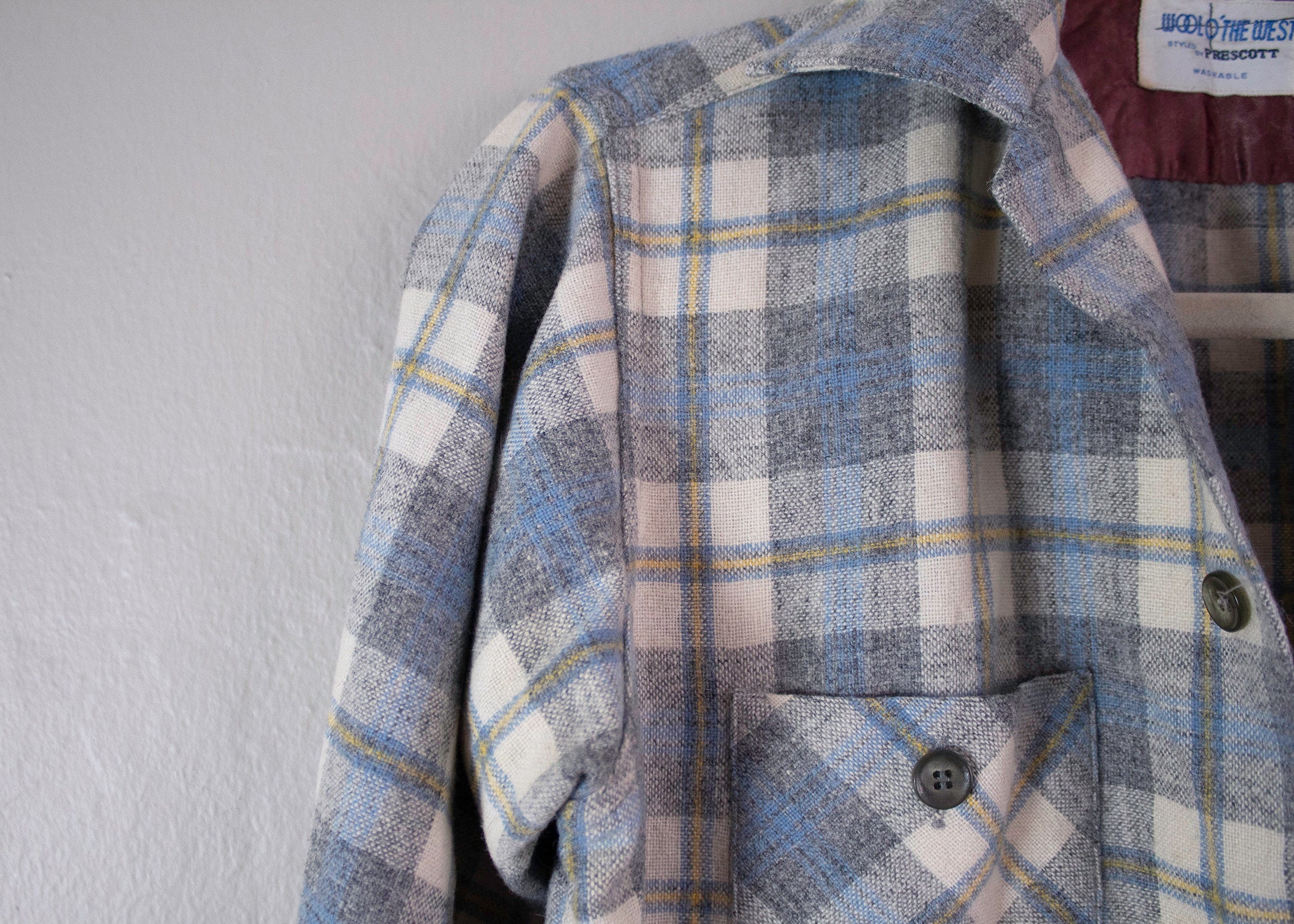 Vintage Long Sleeve Blue Plaid Flannel by Wool O' the West | Shop THRILLING