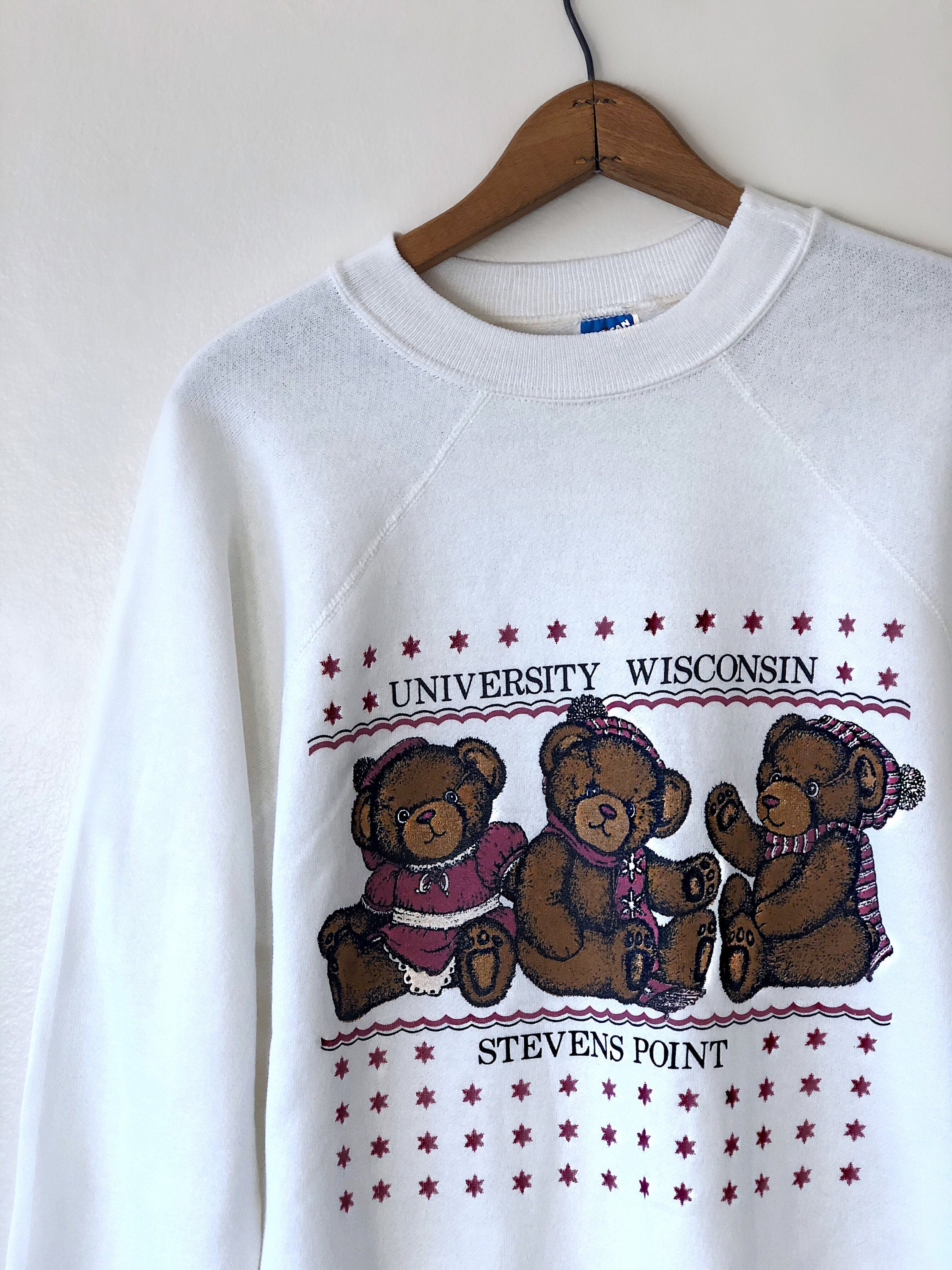 Vintage 80's University of Wisconsin Stevens Point Cute Winter Teddy ...
