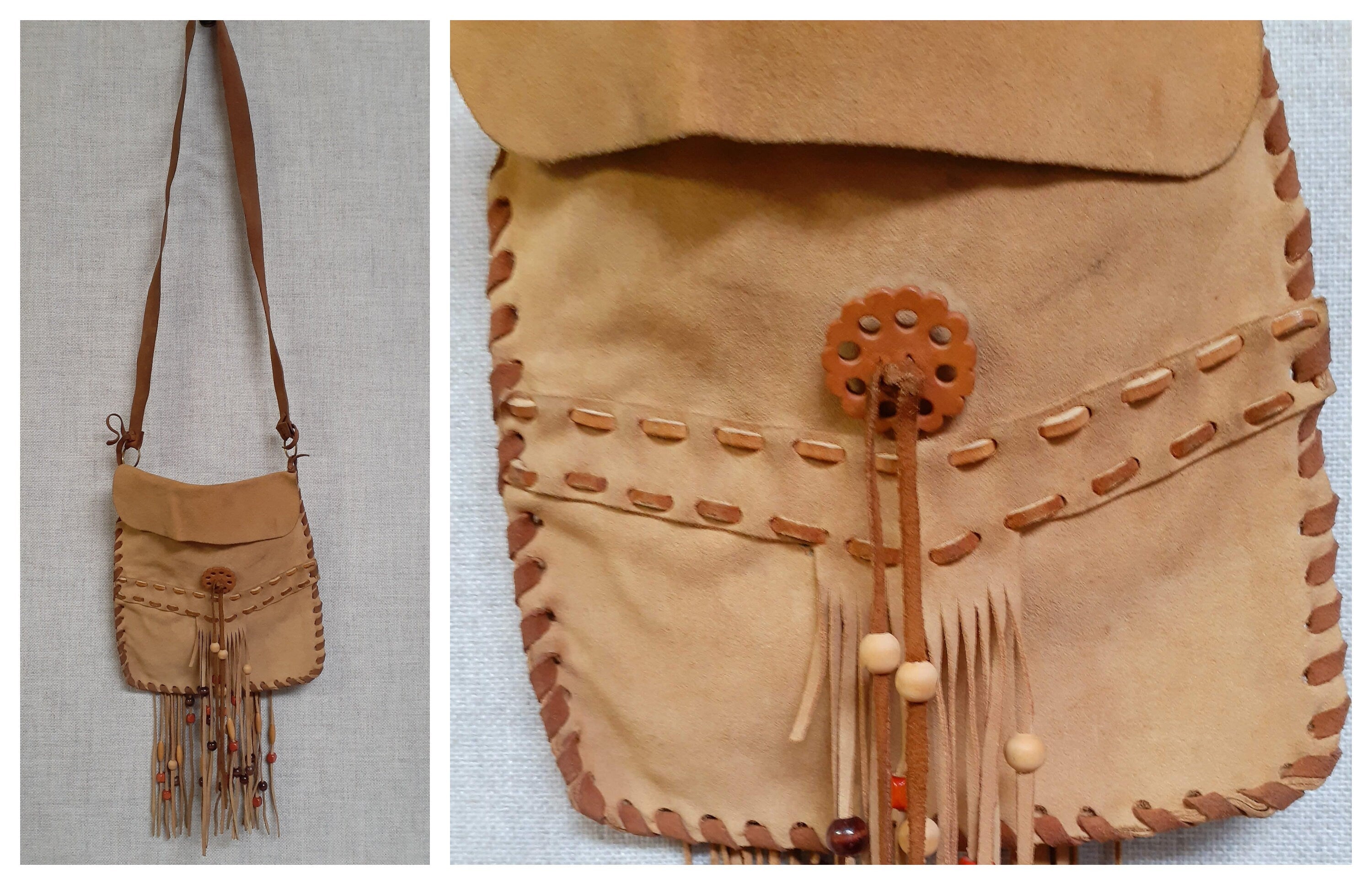 Vintage 60s/70s Fringe Buckskin Hippie Purse By Handmade Buckskin Purse ...