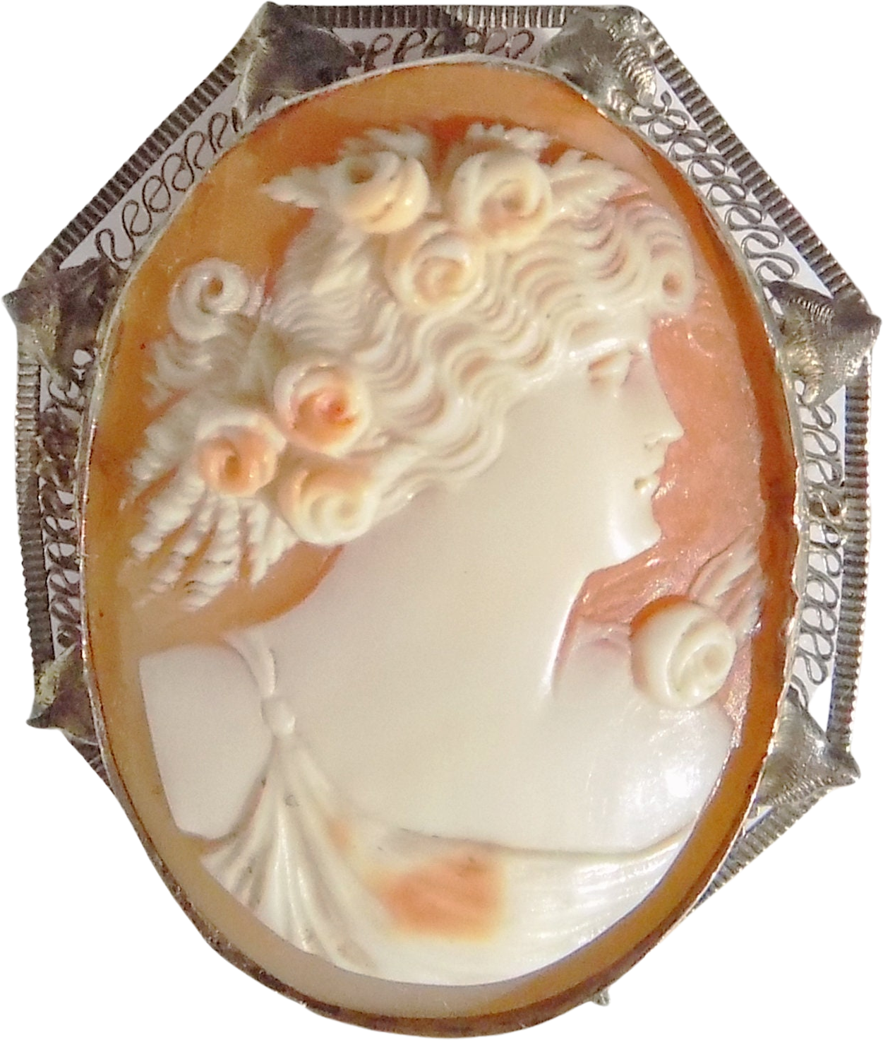 Vintage Victorian Antique Shell Cameo In 14k Gold Flowers In Hair ...