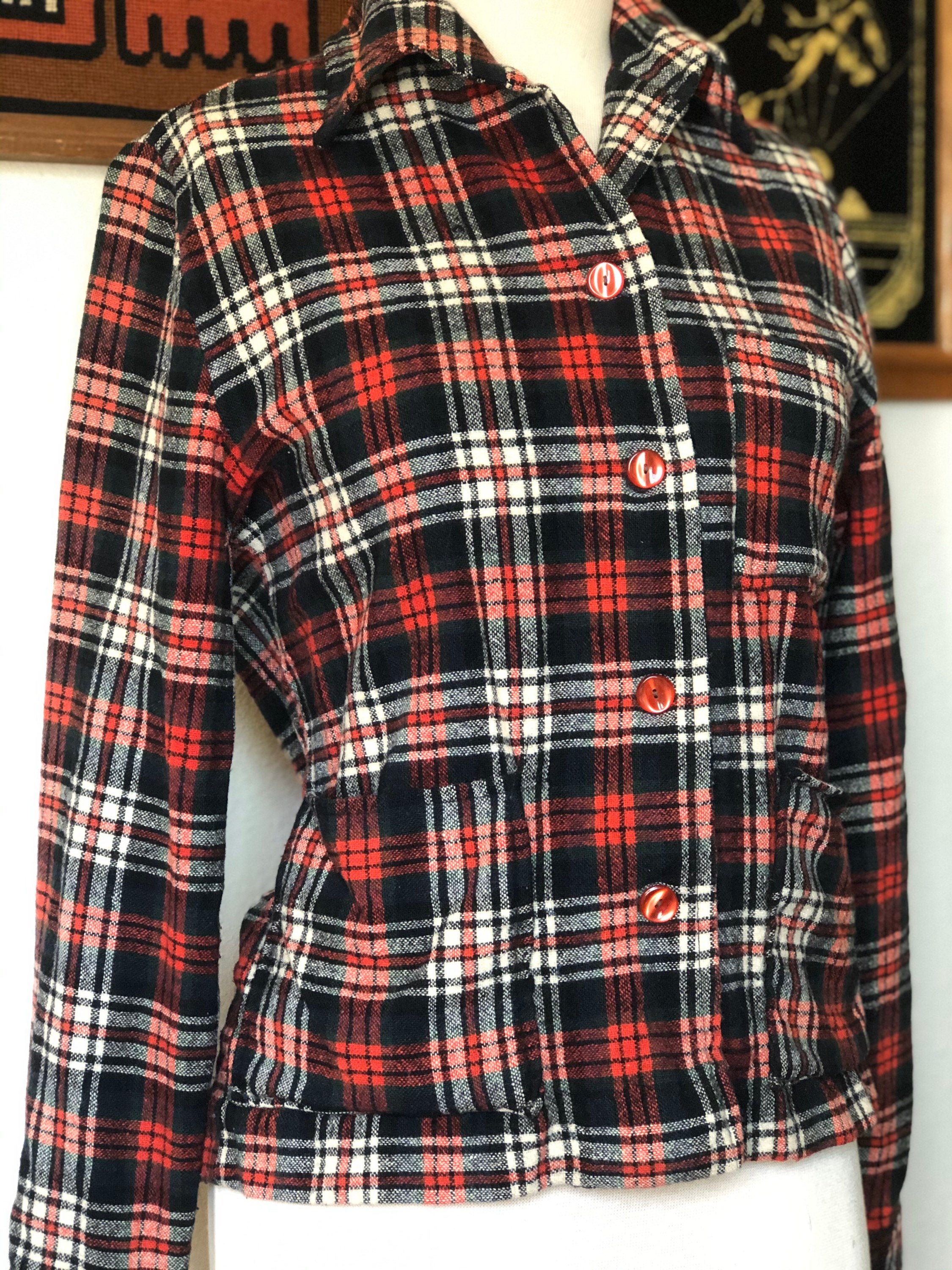 Vintage 50's Plaid Flannel Handmade Button Up by Custom Made by Louise ...