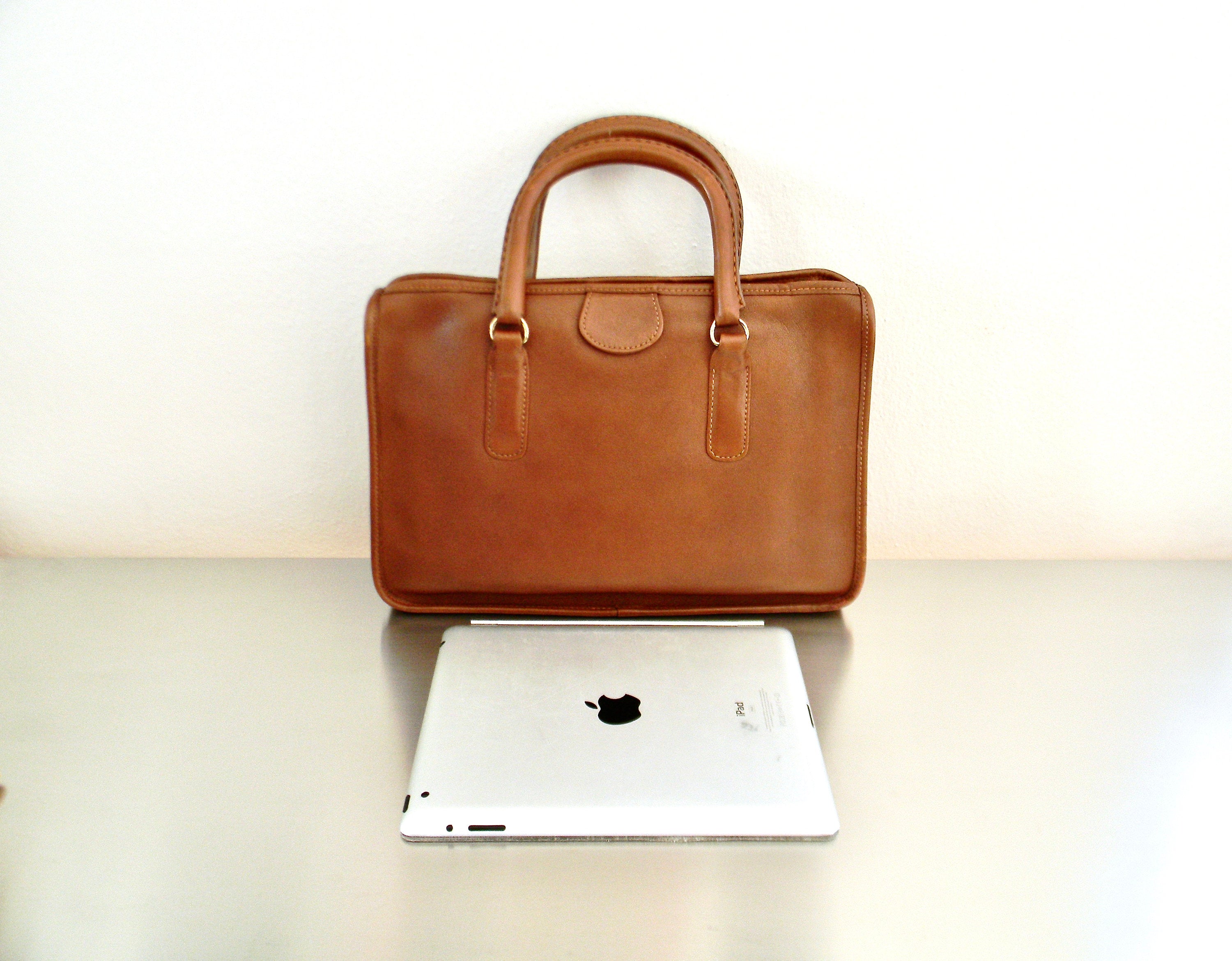 Vintage 70's British Tan Leather Satchel by Bonnie Cashin | Shop THRILLING