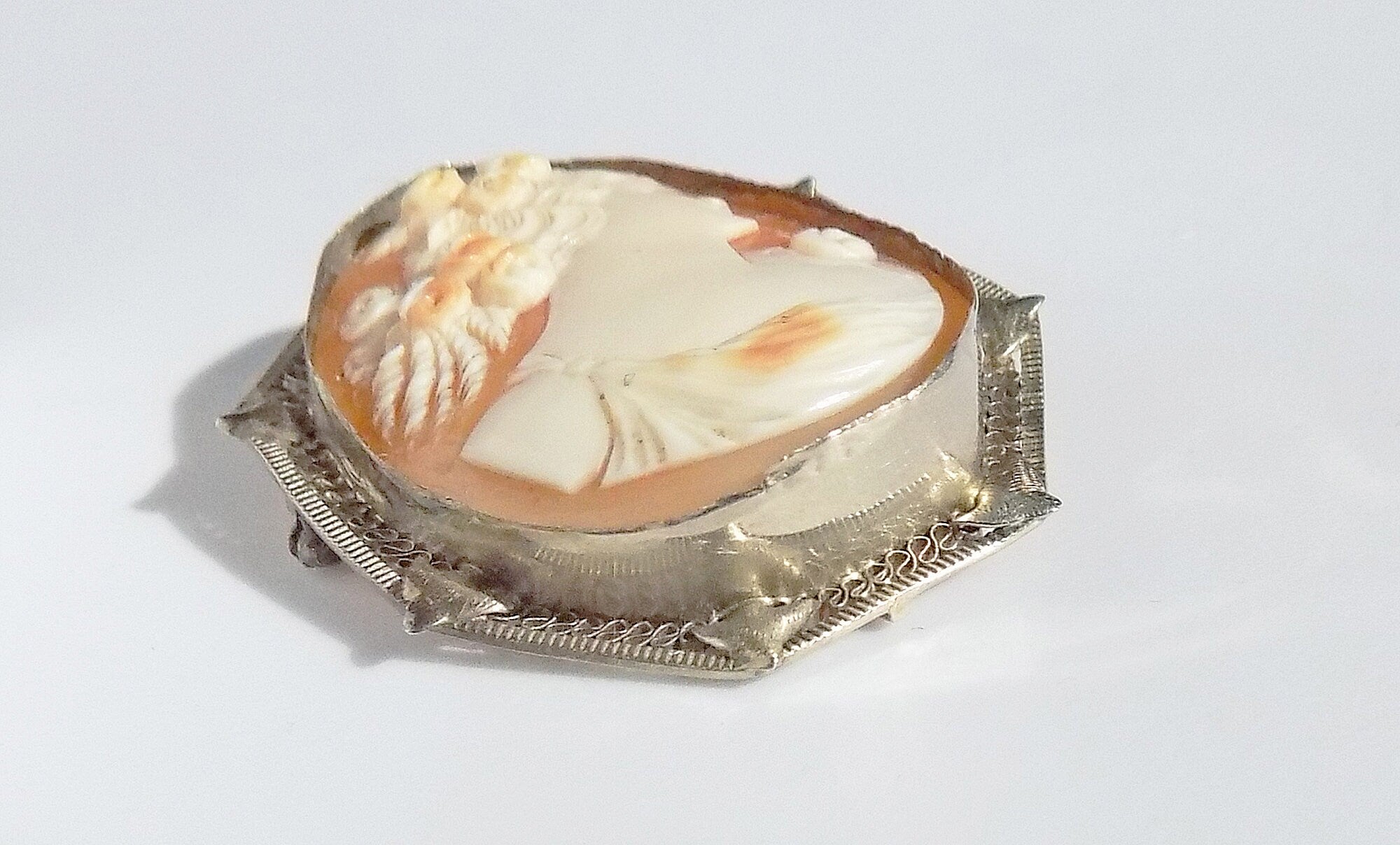 Vintage Victorian Antique Shell Cameo In 14k Gold Flowers In Hair ...