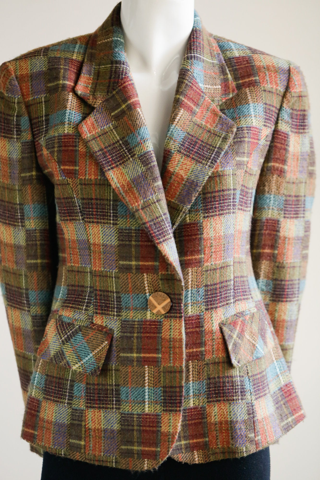 Vintage Patchwork Plaid Wool Blazer | Shop THRILLING
