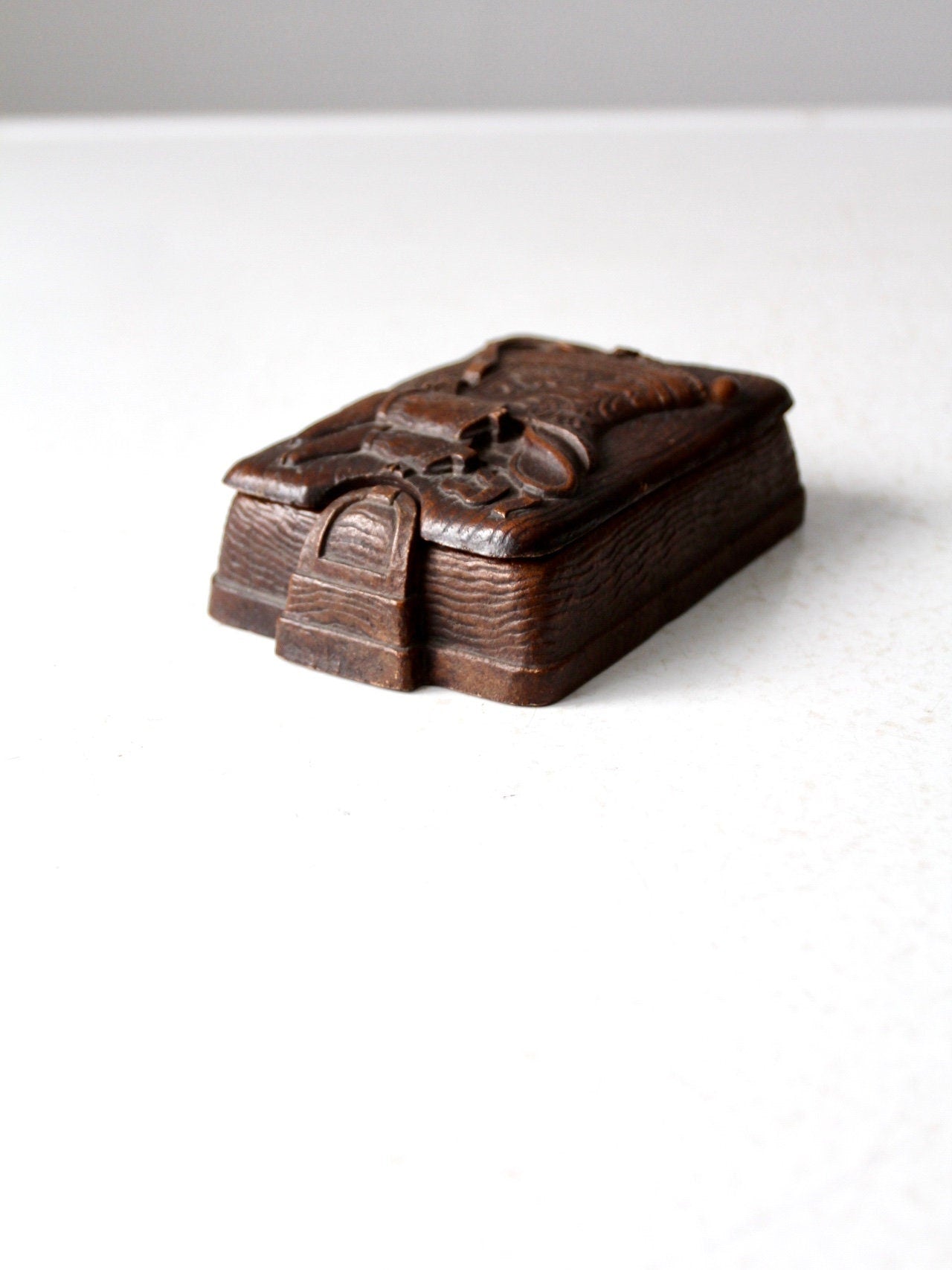 Vintage Syroco Style Box Composite Wood Cowboy Cigarette Box | Shop ...