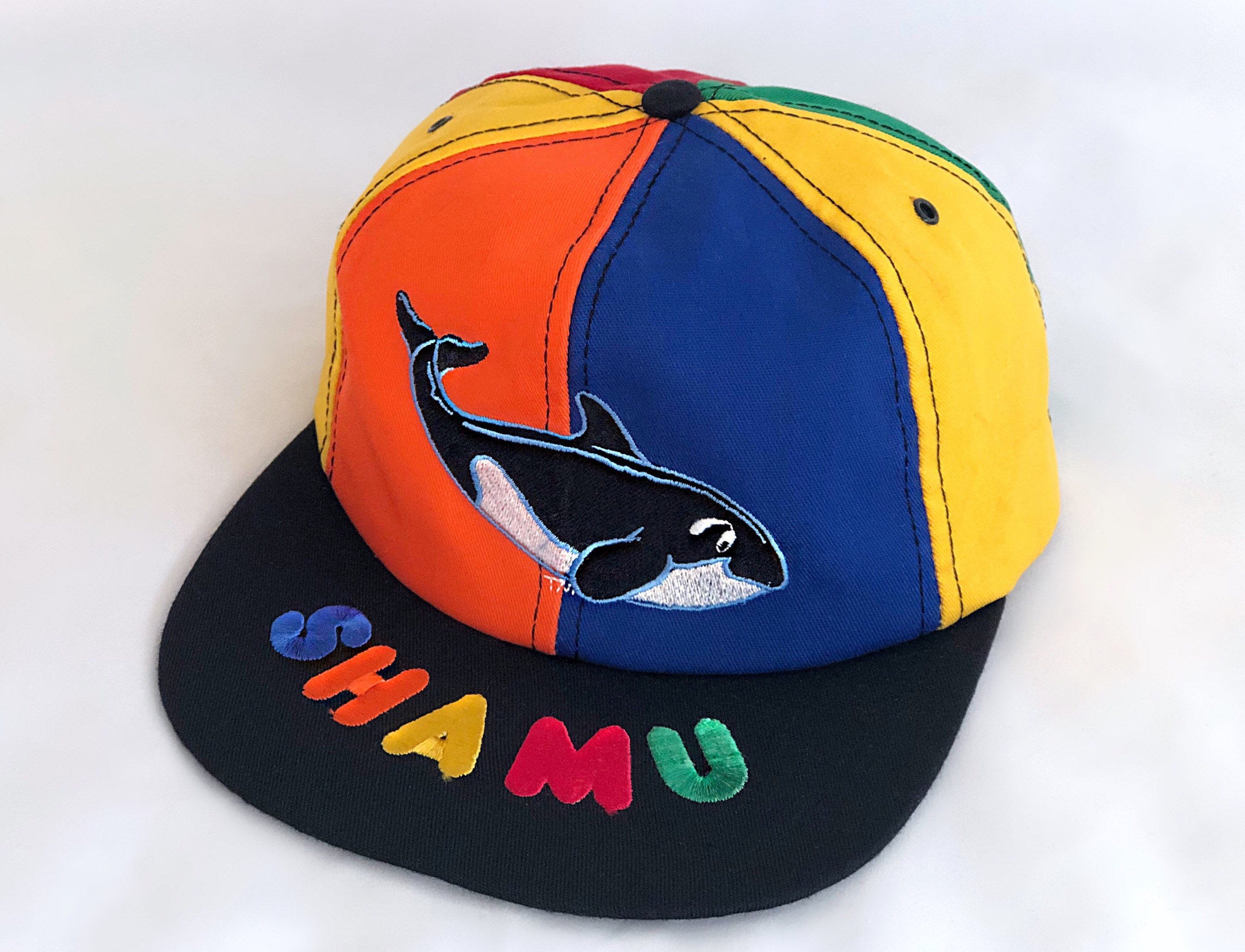 Vintage 90's Shamu Killer Whale Sea World Rainbow Adjustable Snapback ...