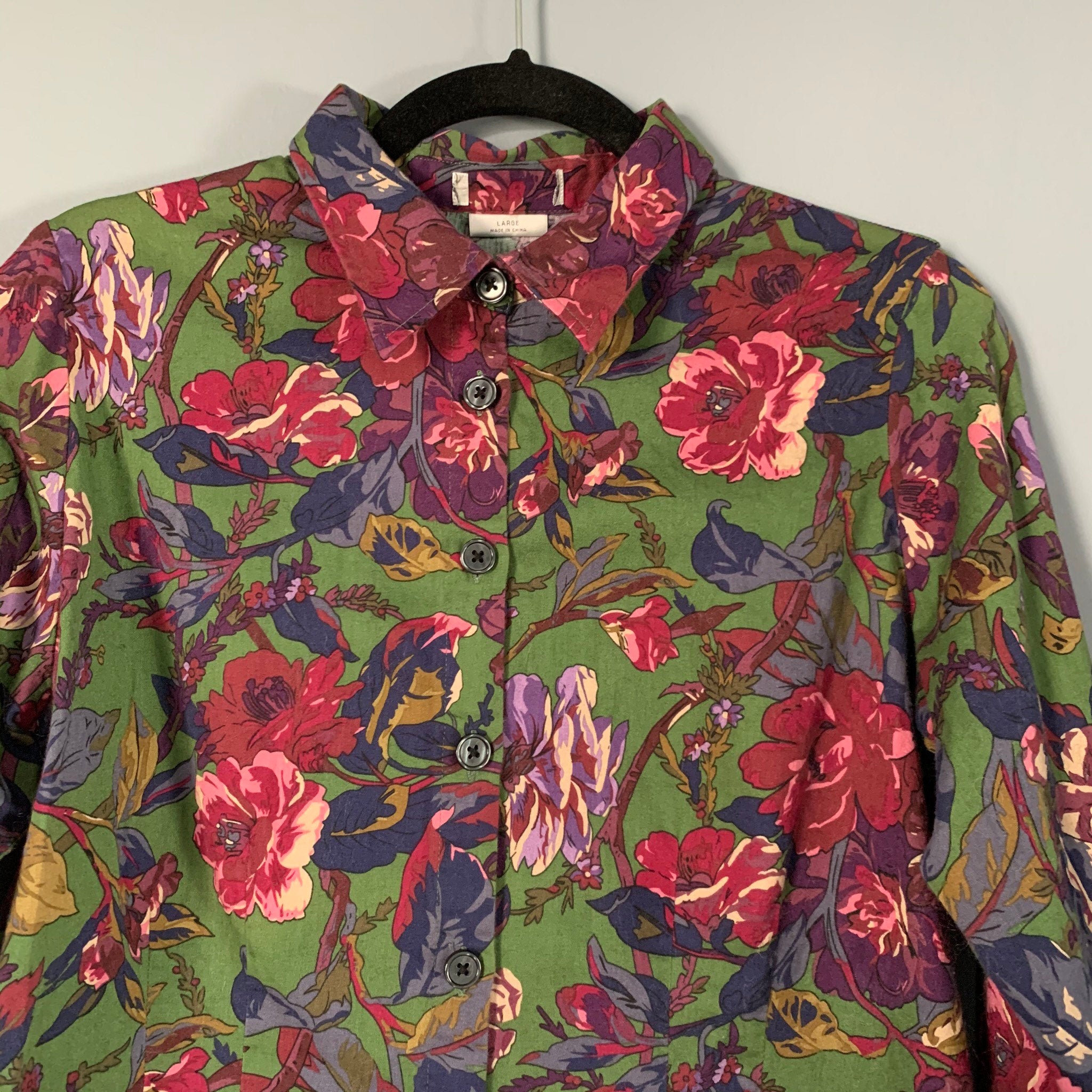 Vintage Green and Maroon Floral Print Shirt | Shop THRILLING