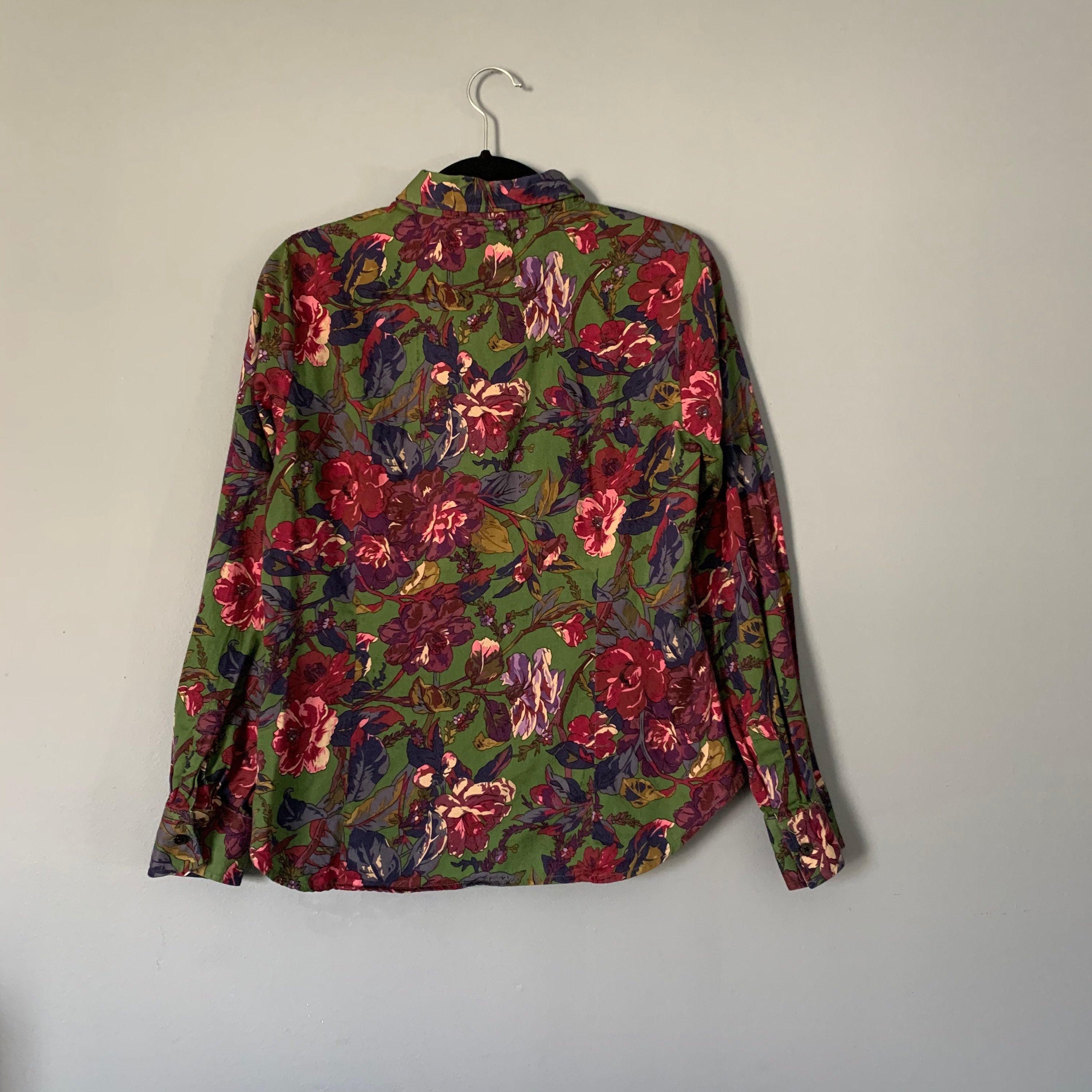 Vintage Green and Maroon Floral Print Shirt | Shop THRILLING