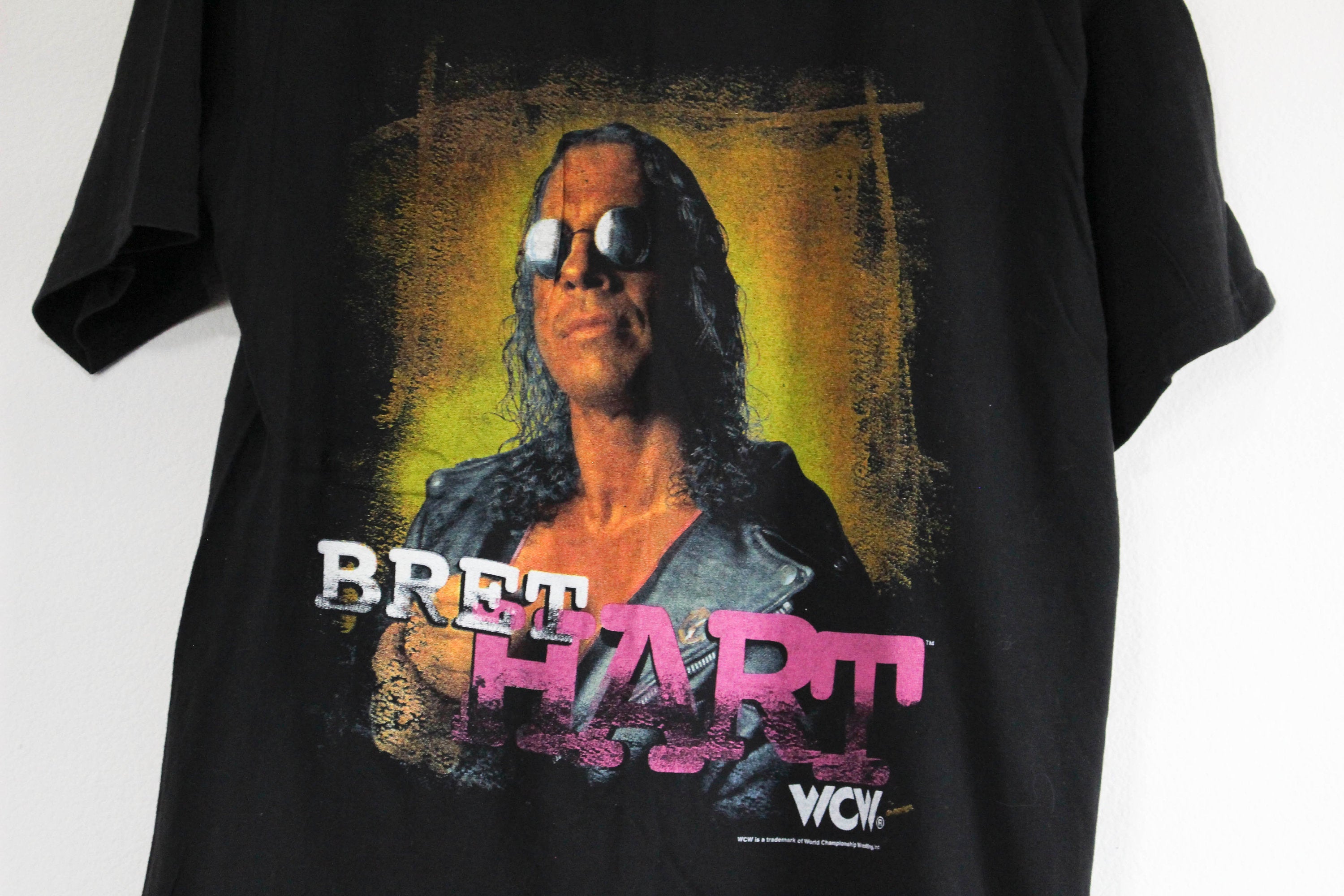 Vintage Black Bret Hart WCW World Champion Wrestling Cotton T-Shirt ...