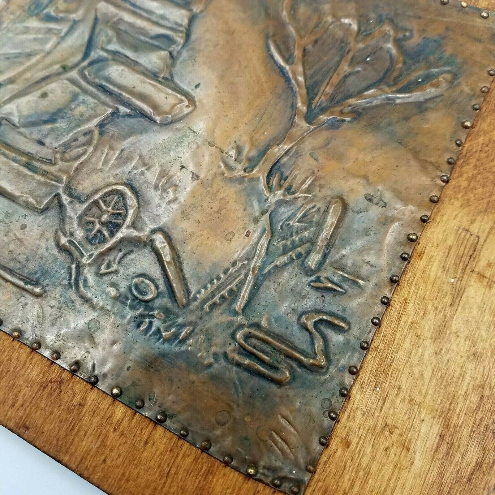 Vintage Stamped Pressed Copper Stagecoach Artwork Picture Western ...