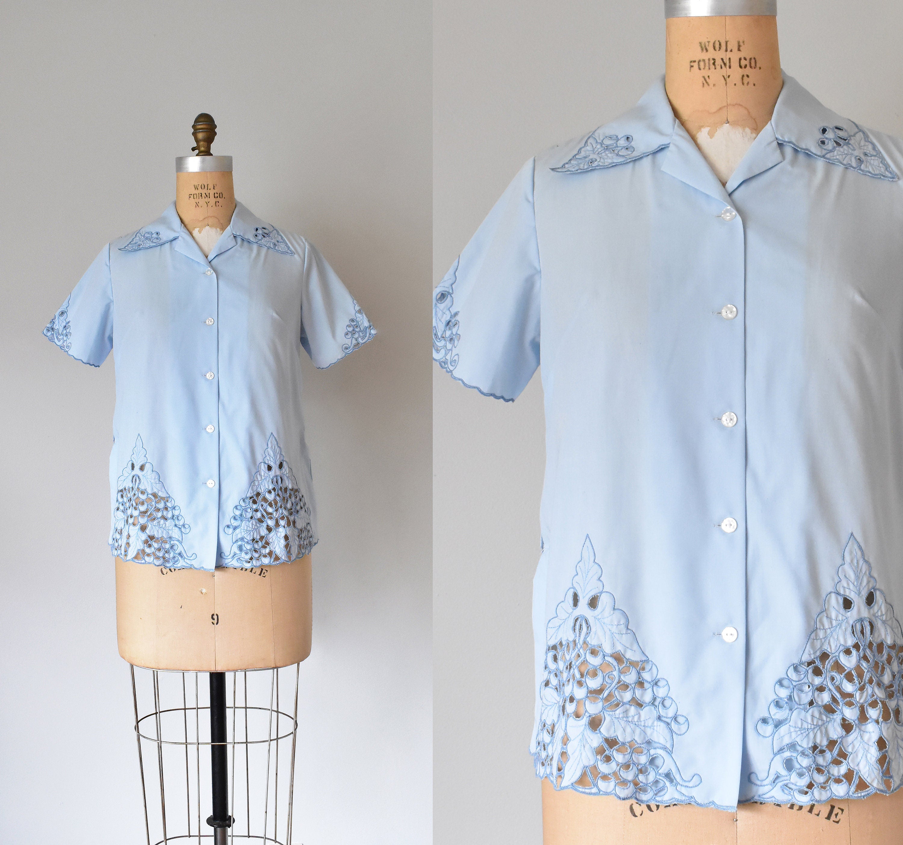 Amerie 70s Eyelet Embroidered Vintage Button Lace Blouse | Shop THRILLING