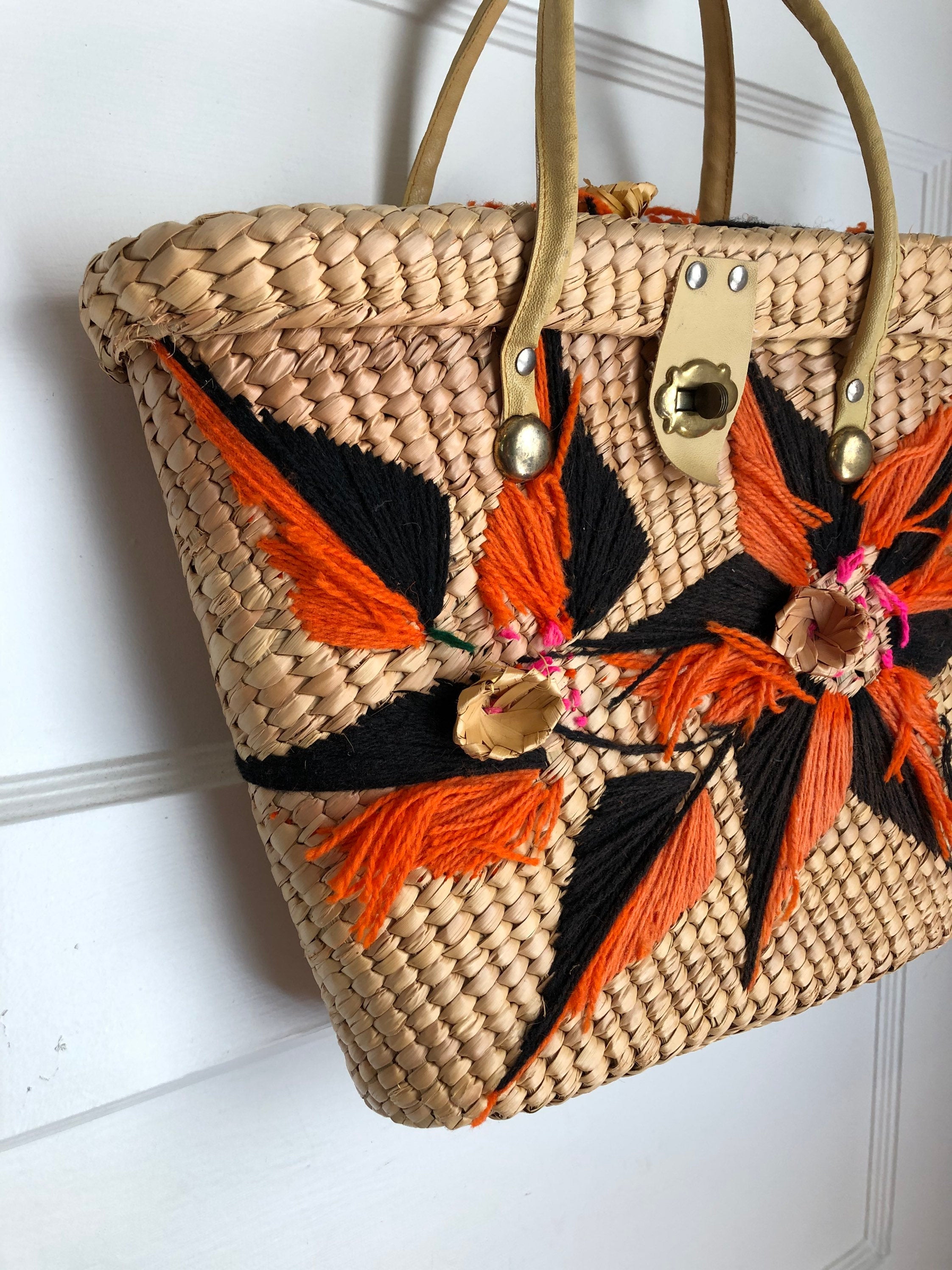 Vintage 50's Woven Floral Basket Handbag | Shop THRILLING