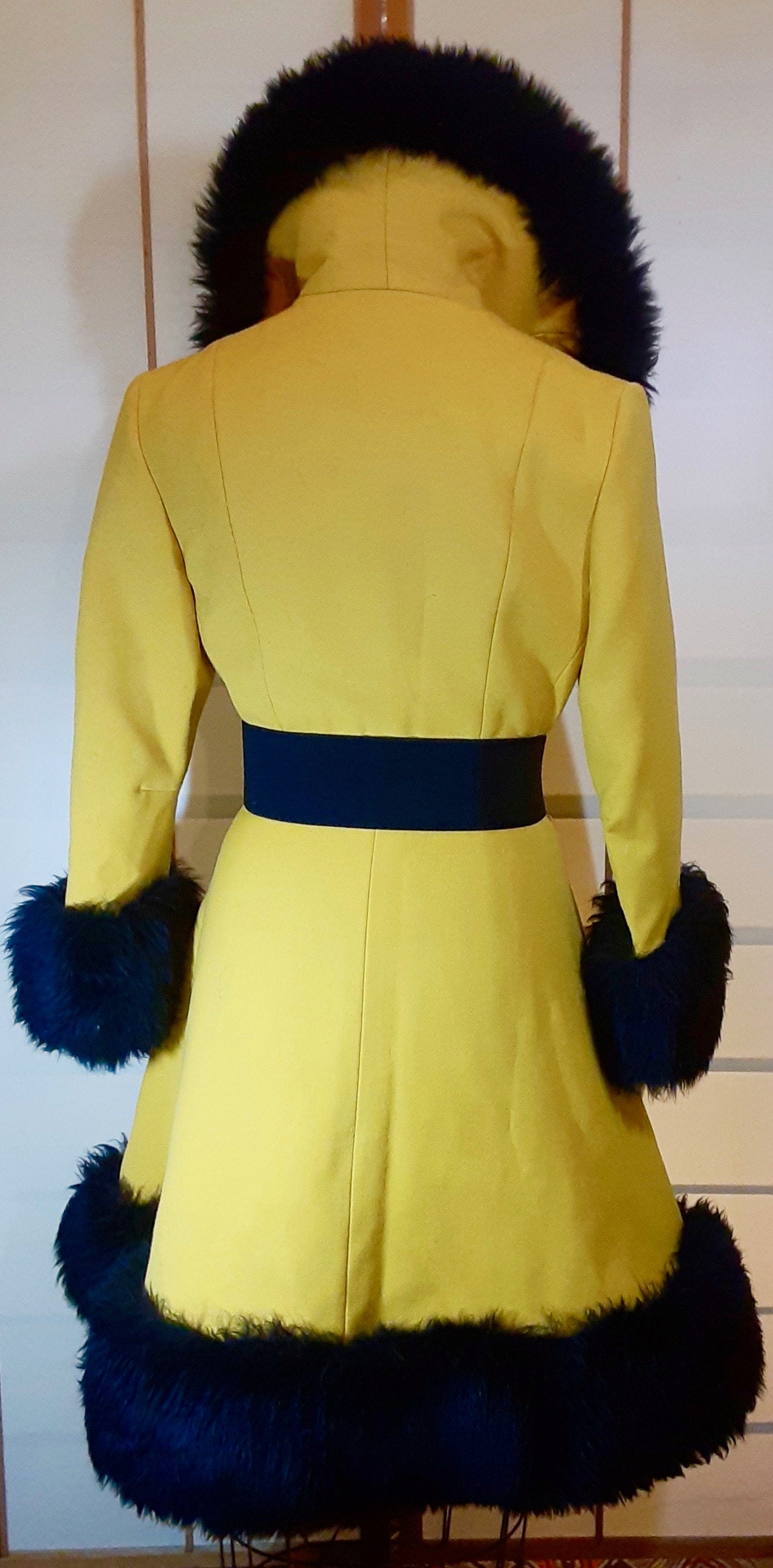 Vintage Yellow Wool Sheepskin Shearling Coat Fit and Flare | Shop THRILLING