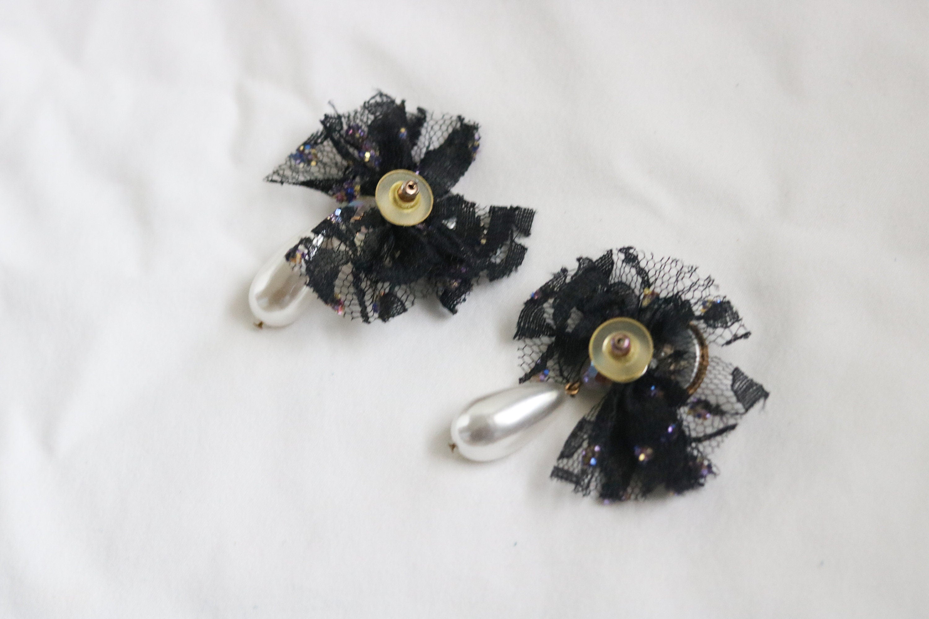 Vintage 80s Lace Dangle Prom Party Earrings | Shop THRILLING