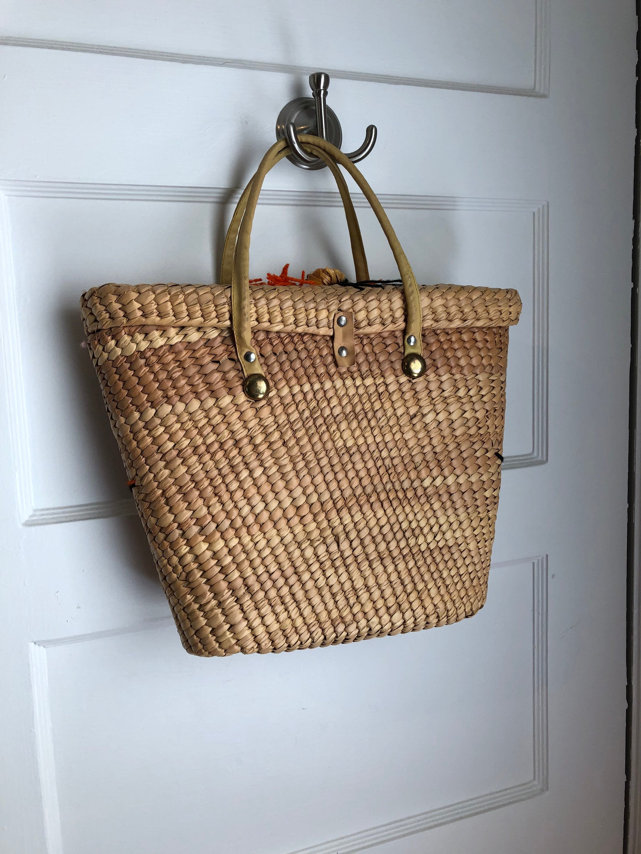 Vintage 50's Woven Floral Basket Handbag | Shop THRILLING