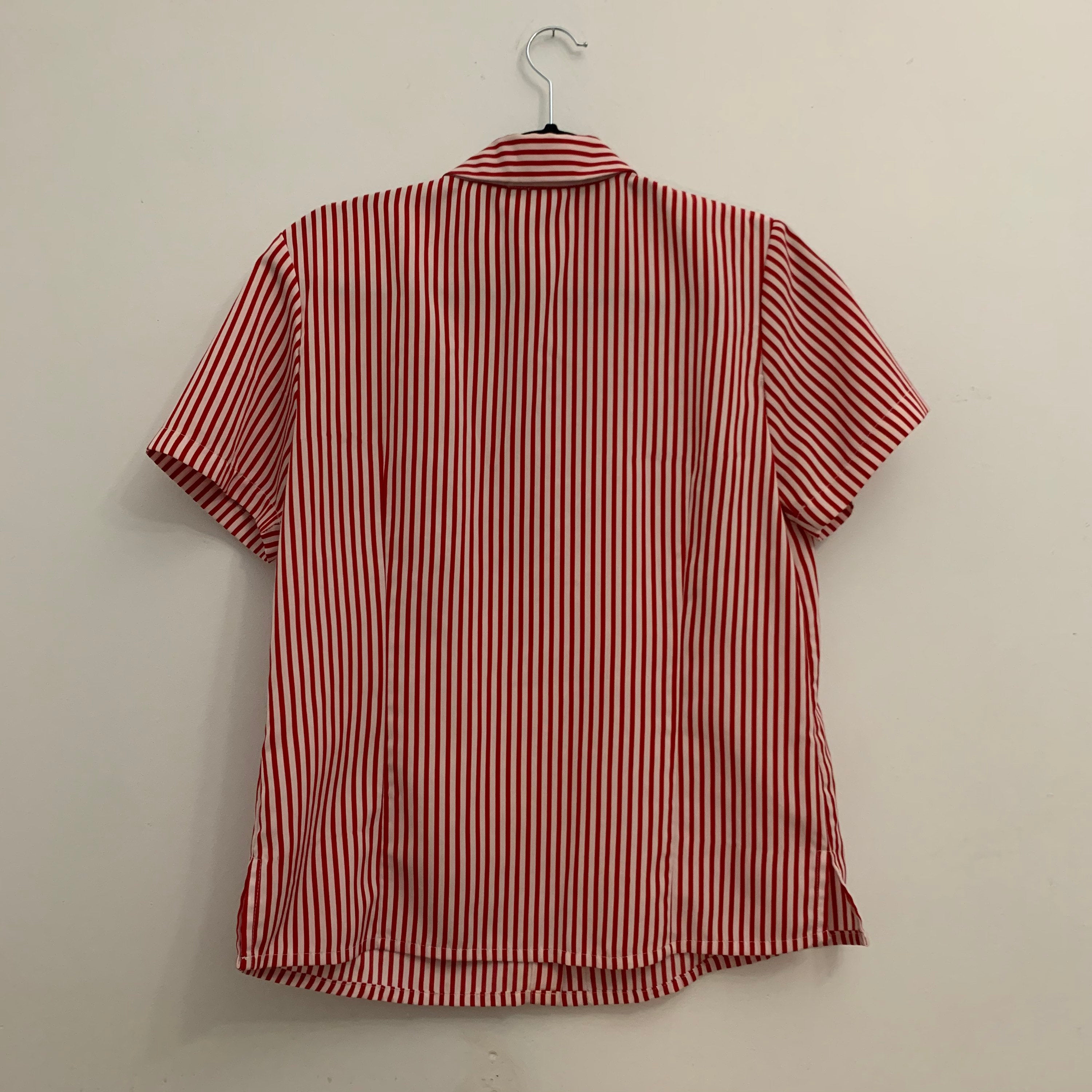 Vintage Red and White Striped Short Sleeve Blouse | Shop THRILLING