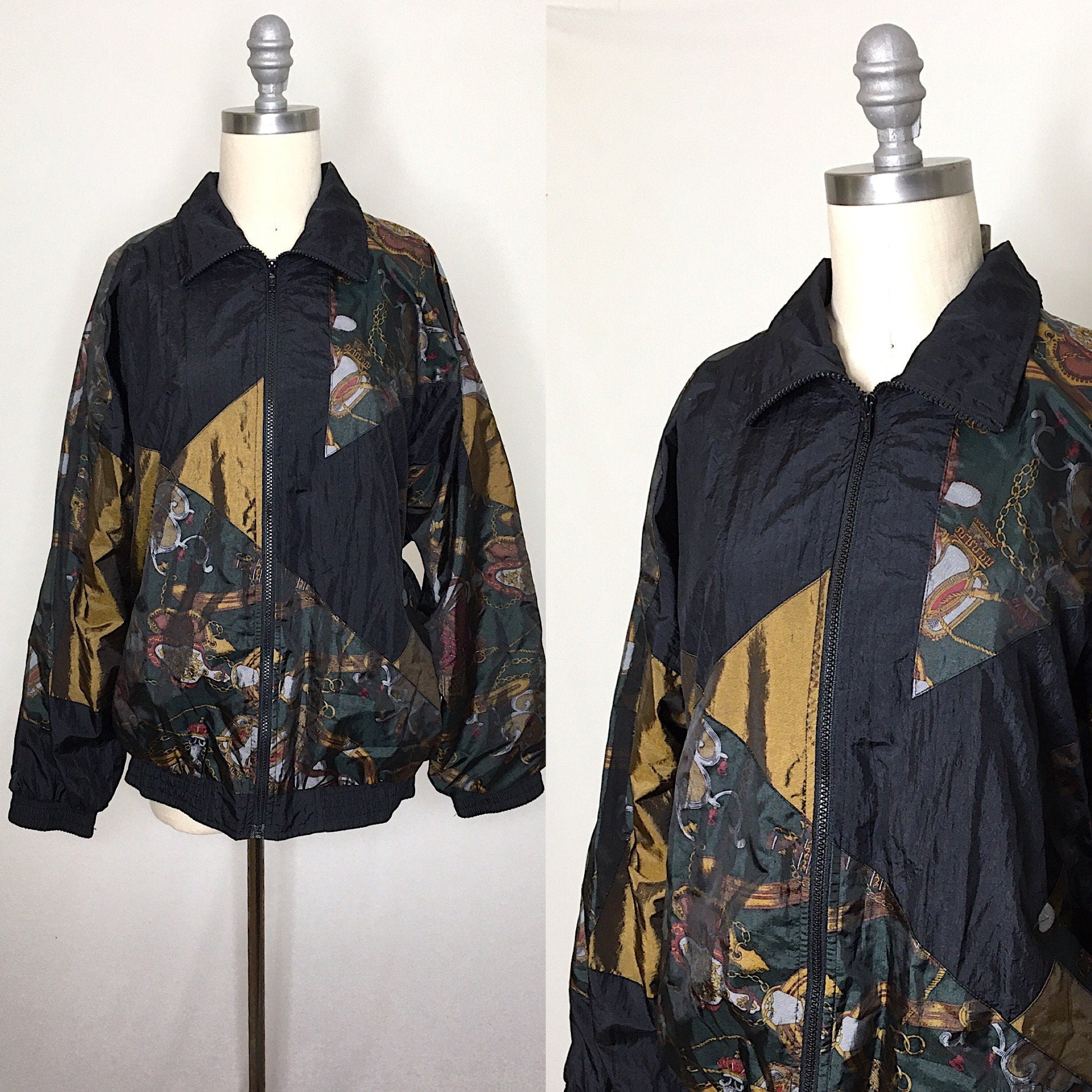 Vintage 80s Patchwork Shiny Bomber Windbreaker Jacket by Slade | Shop ...