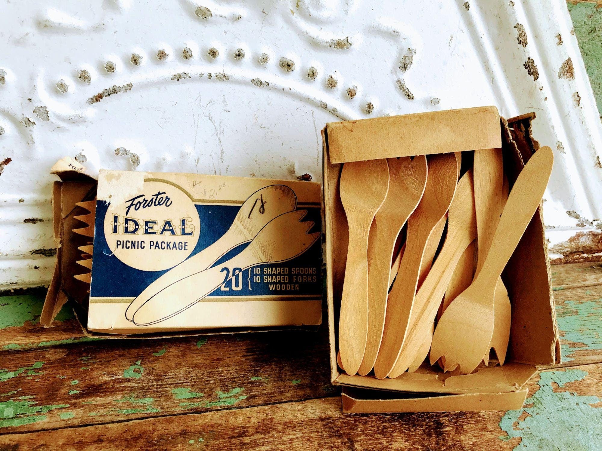 Vintage Forster Ideal Wood Forks Spoons Picnic Flatware 40s | Shop ...