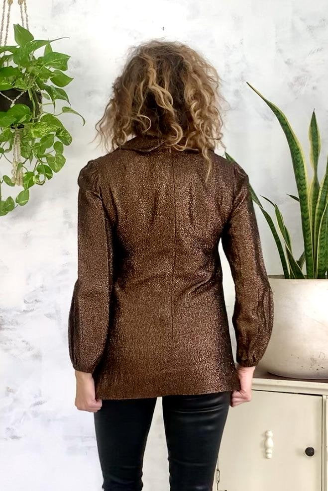 Vintage 60's Bronze Lurex Glimmer Peter Pan Collar Tunic | Shop THRILLING