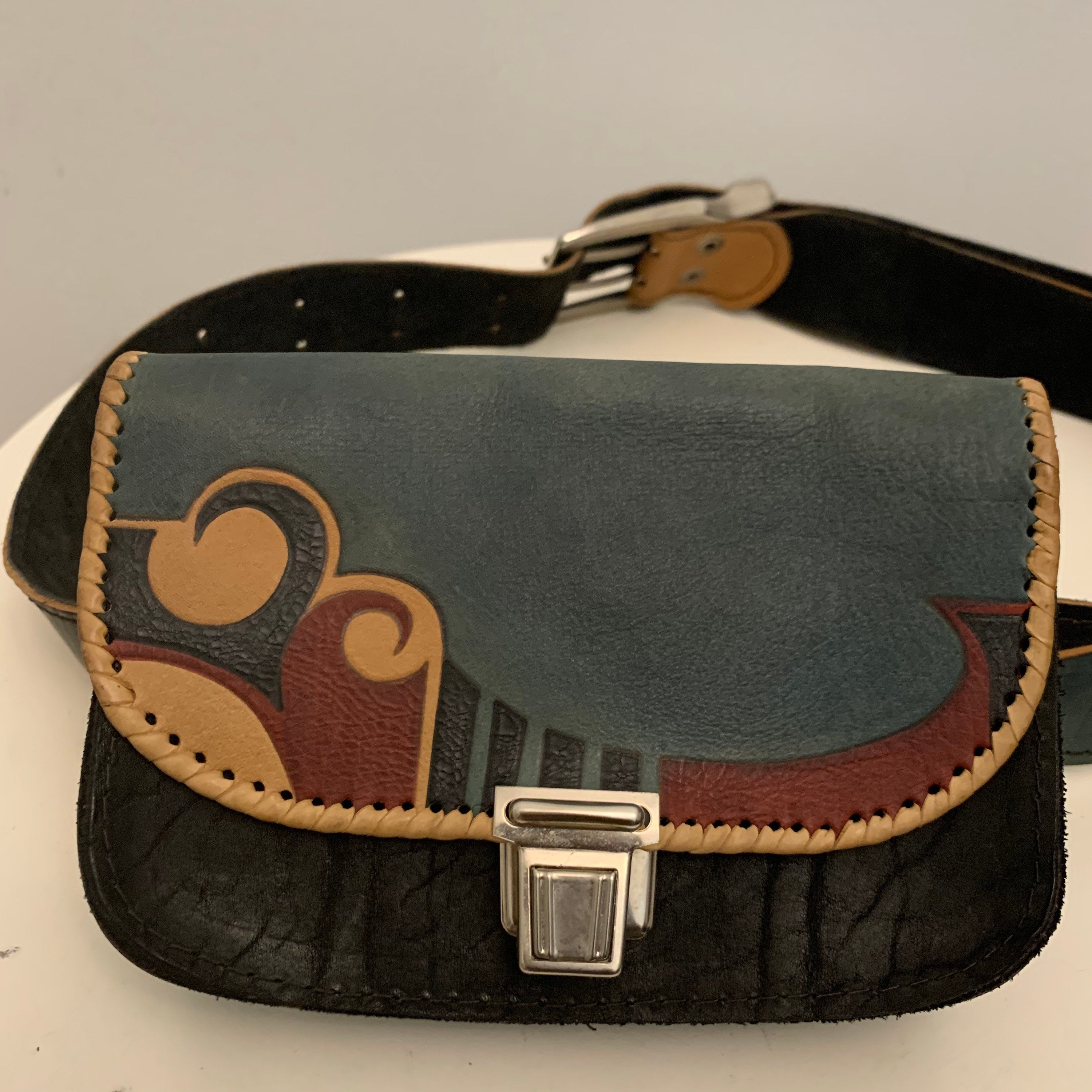 Vintage Abstract Print Leather Belt Bag | Shop THRILLING