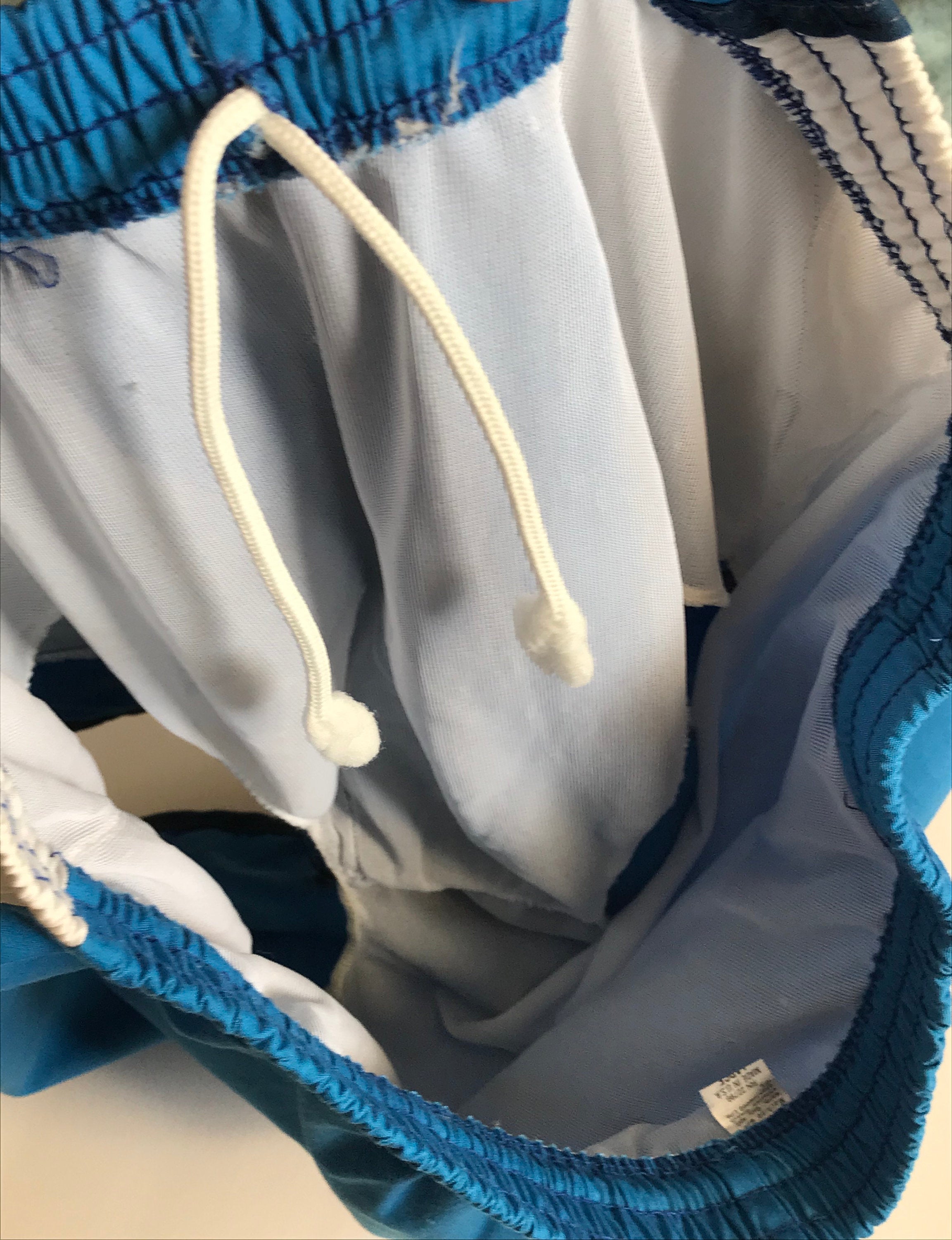 Vintage 90's Bright Blue Swim Trunks with White Corner Details | Shop ...