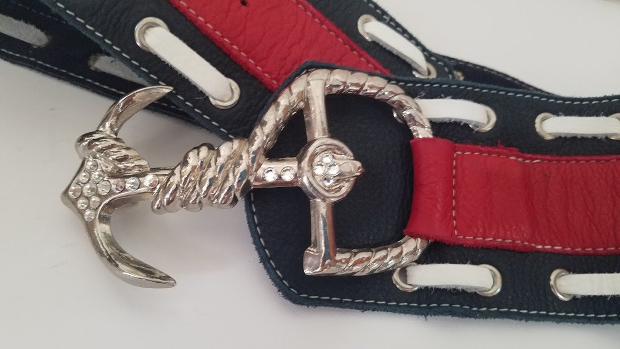 Vintage Extraordinary 90s Luxury Leather and Suede Sailor Belt with ...