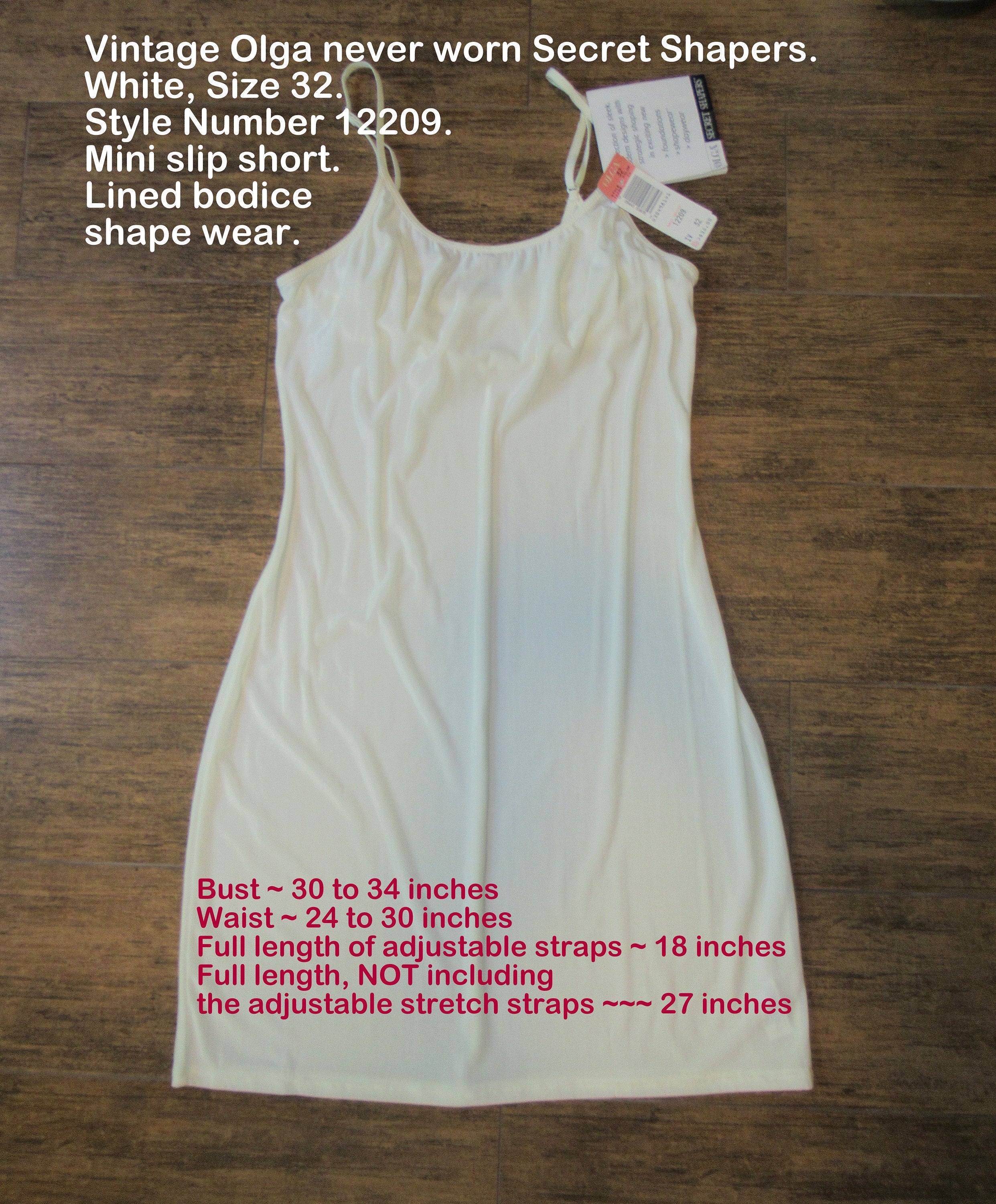 Vintage Olga Secret Shapers White Style Number 12209 Mini Slip Short ...