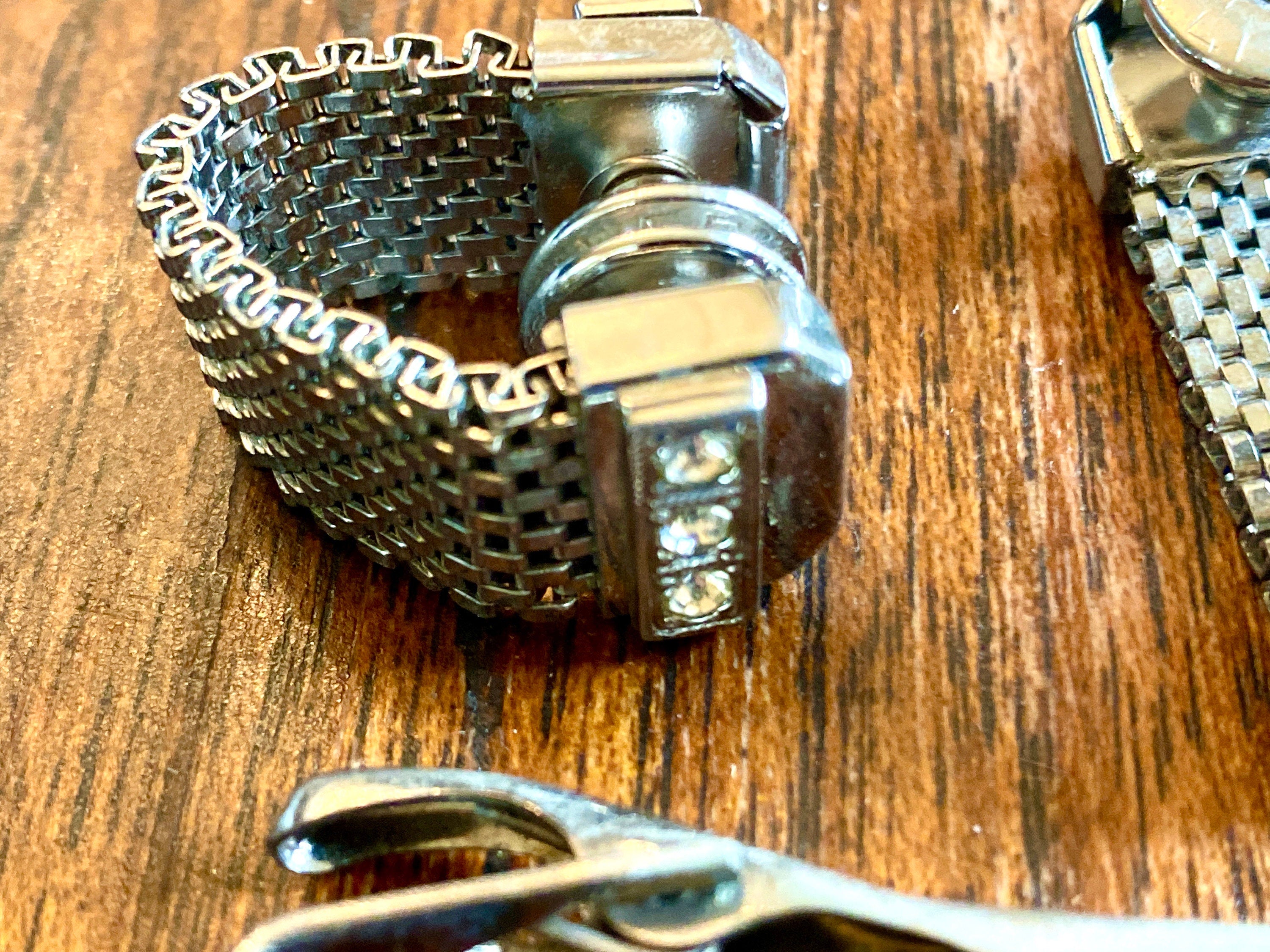 Vintage 60s Chain Cuff Links and Tie Bar with Faux Diamonds | Shop ...