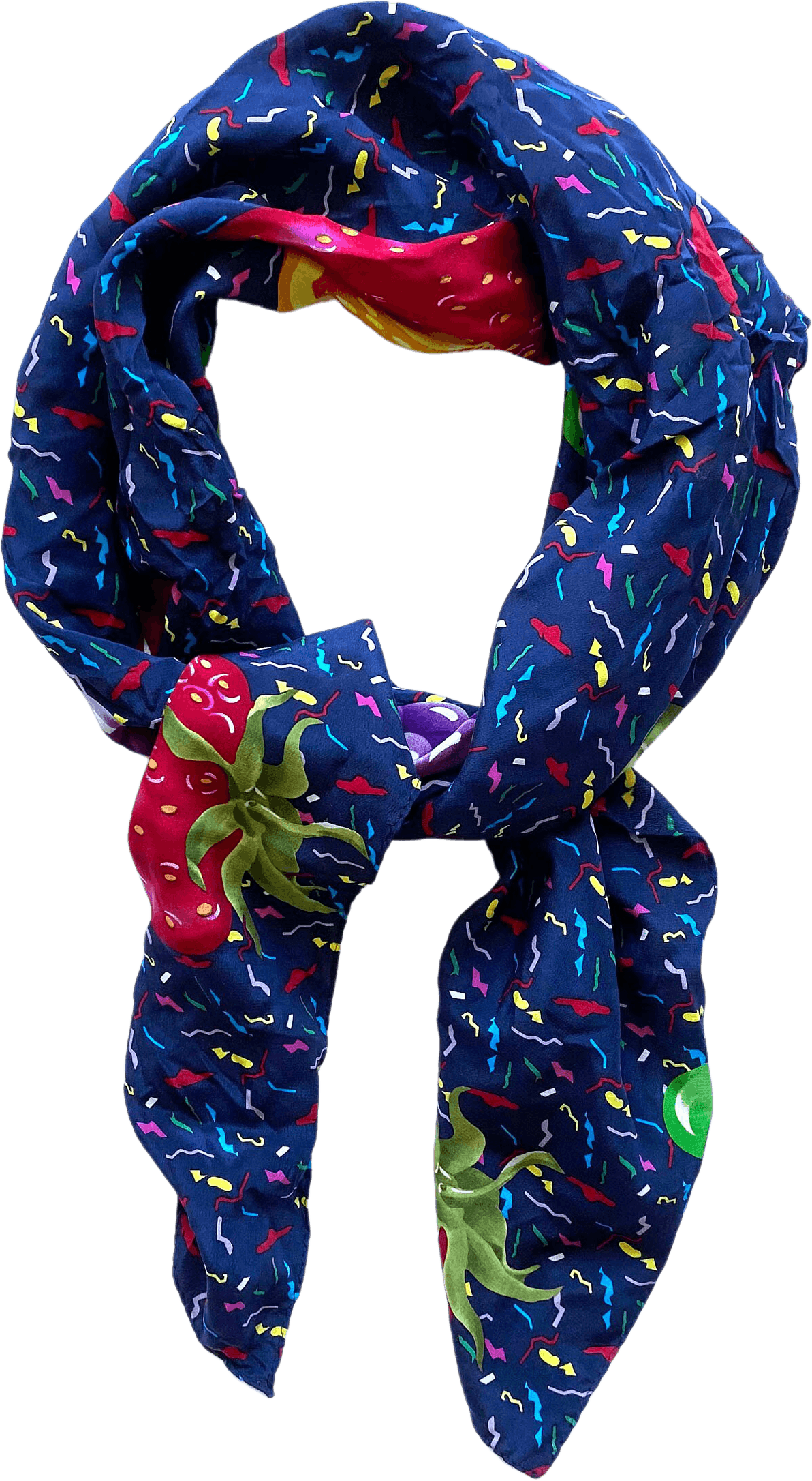 Vintage 80’s-90’s Silk Fruit Graphic Colorful Scarf | Shop THRILLING