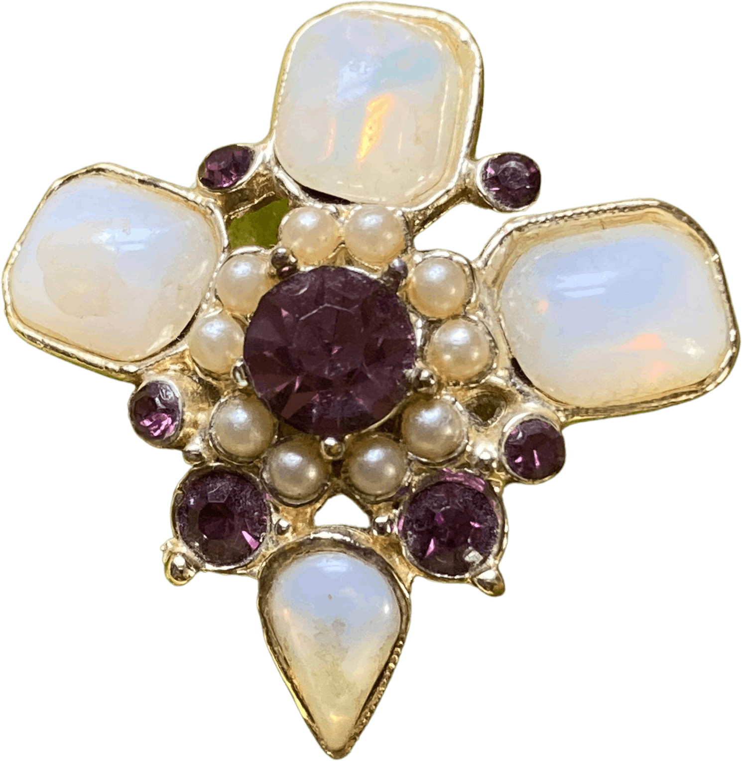 Vintage 70’s Purple and Faux Moonstone Brooch | Shop THRILLING