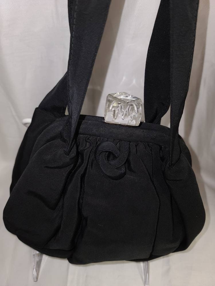Vintage 30s Black Rayon Fabric Cocktail Purse Large | Shop THRILLING