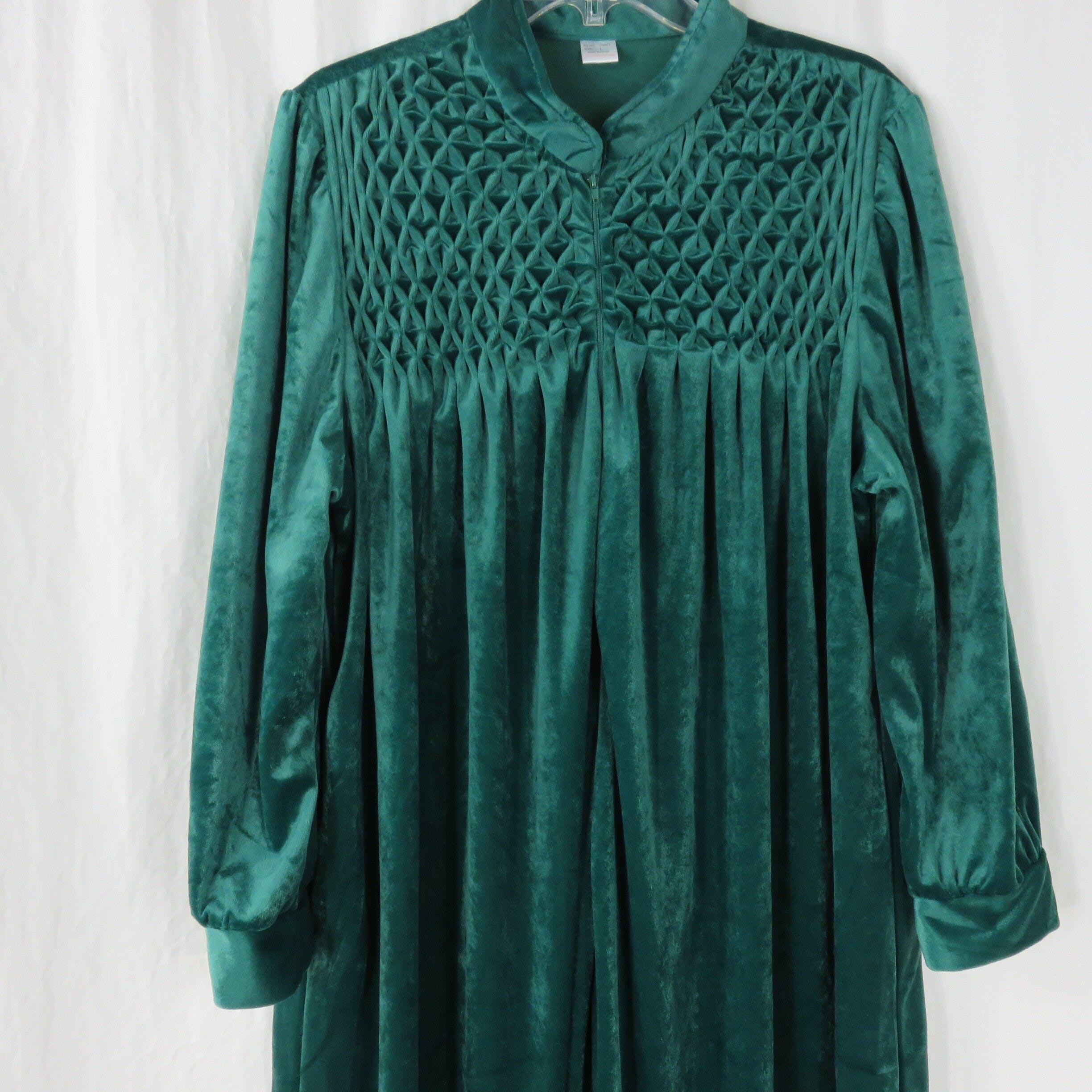 Vintage Hunter Green Velour House Dress Robe | Shop THRILLING