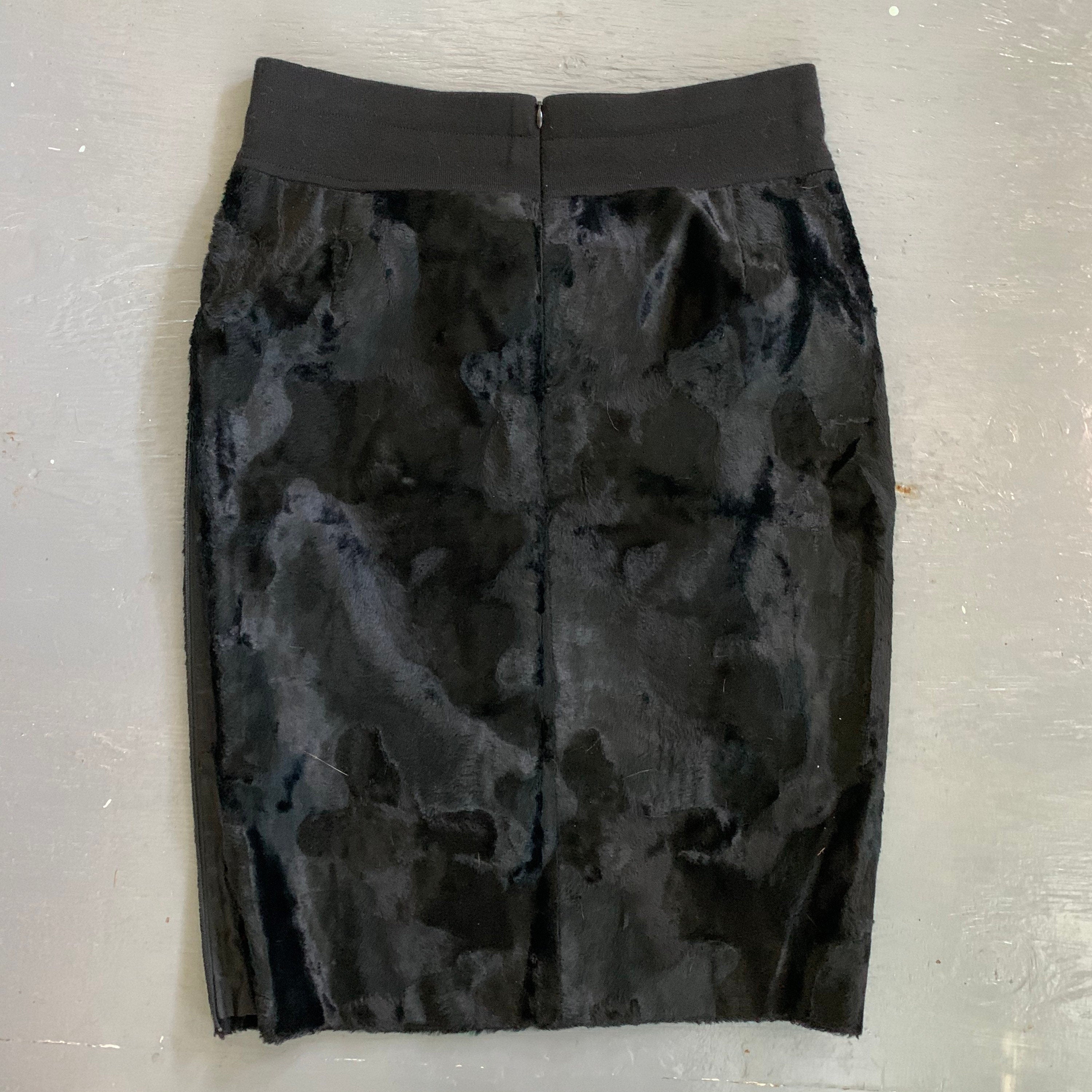 Vintage 80s Faux Fur Black Skirt by Escada | Shop THRILLING
