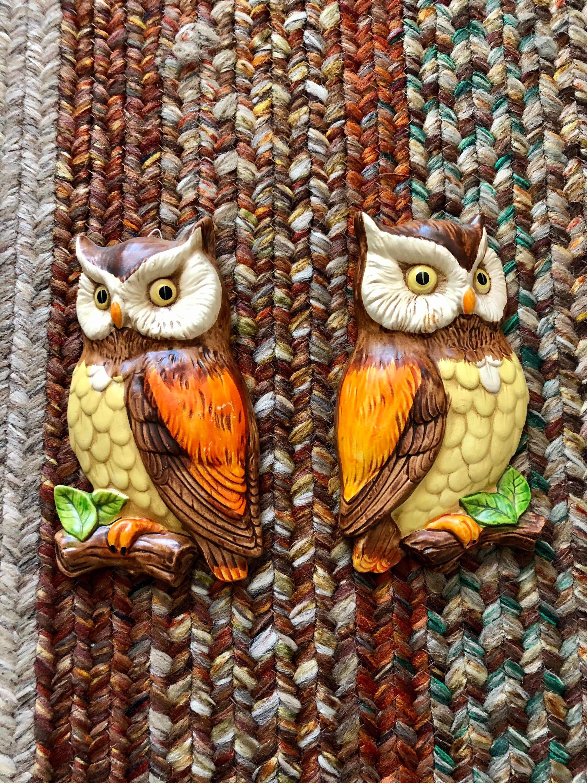 Vintage Super Cute 70s Ceramic Owl Set Wall Hangings | Shop THRILLING