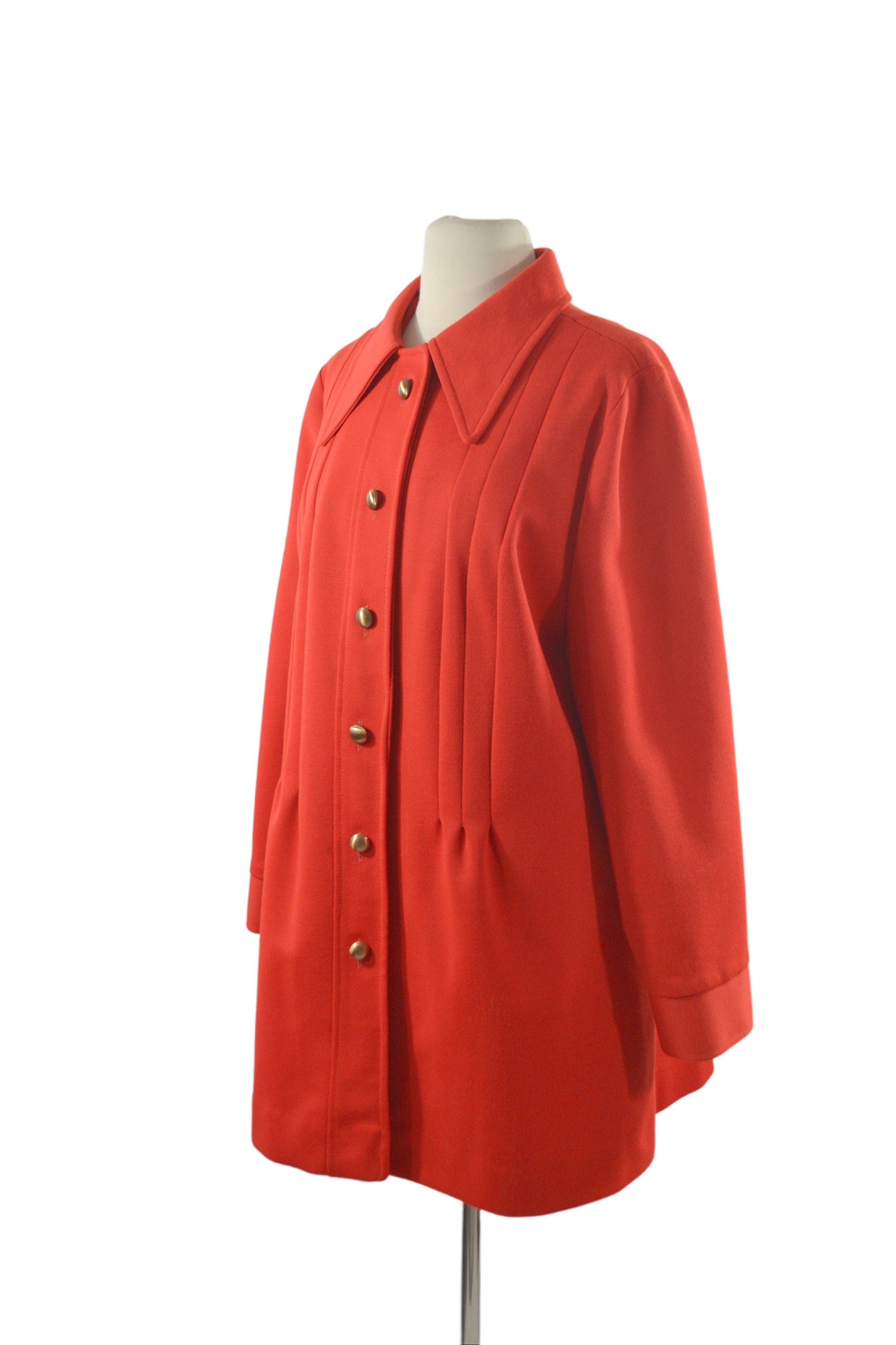 Vintage 60s Red Orange Jacket with Domed Metal Brushed Gold Buttons by ...