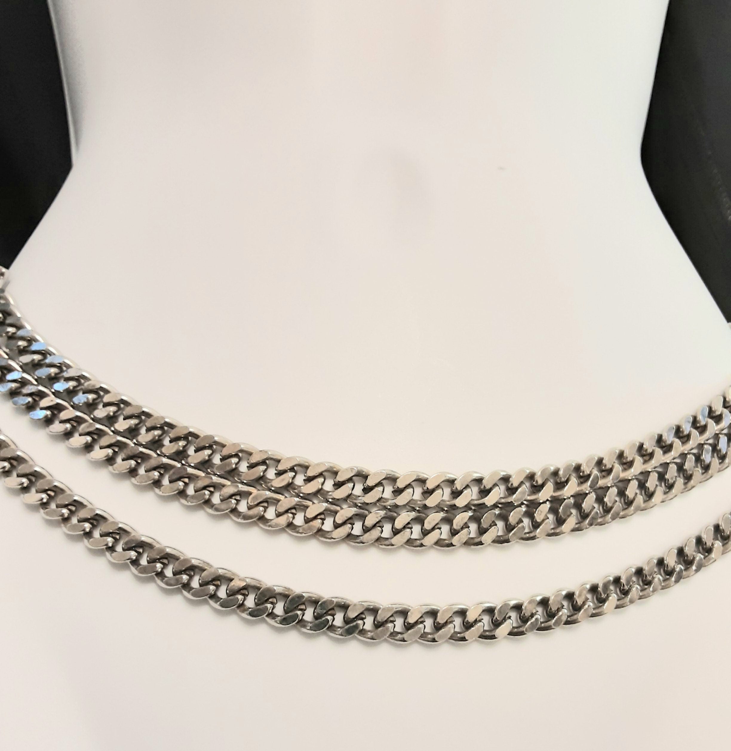 Vintage Chain Belt Silvertone and Three Strands Front | Shop THRILLING