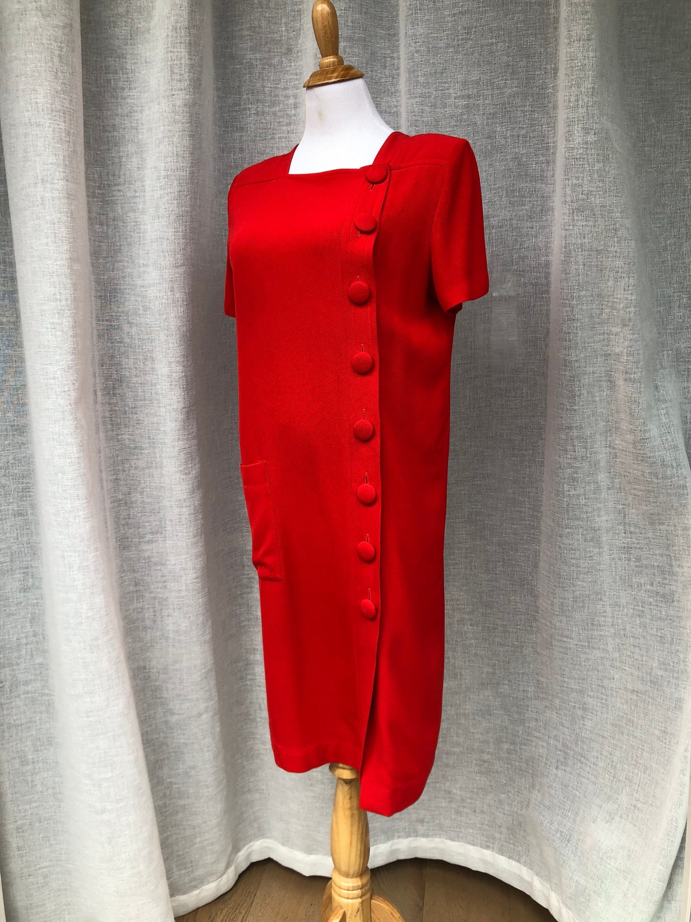 Vintage Red Dress with Asymmetric Buttons by Yves Saint Laurent | Shop ...