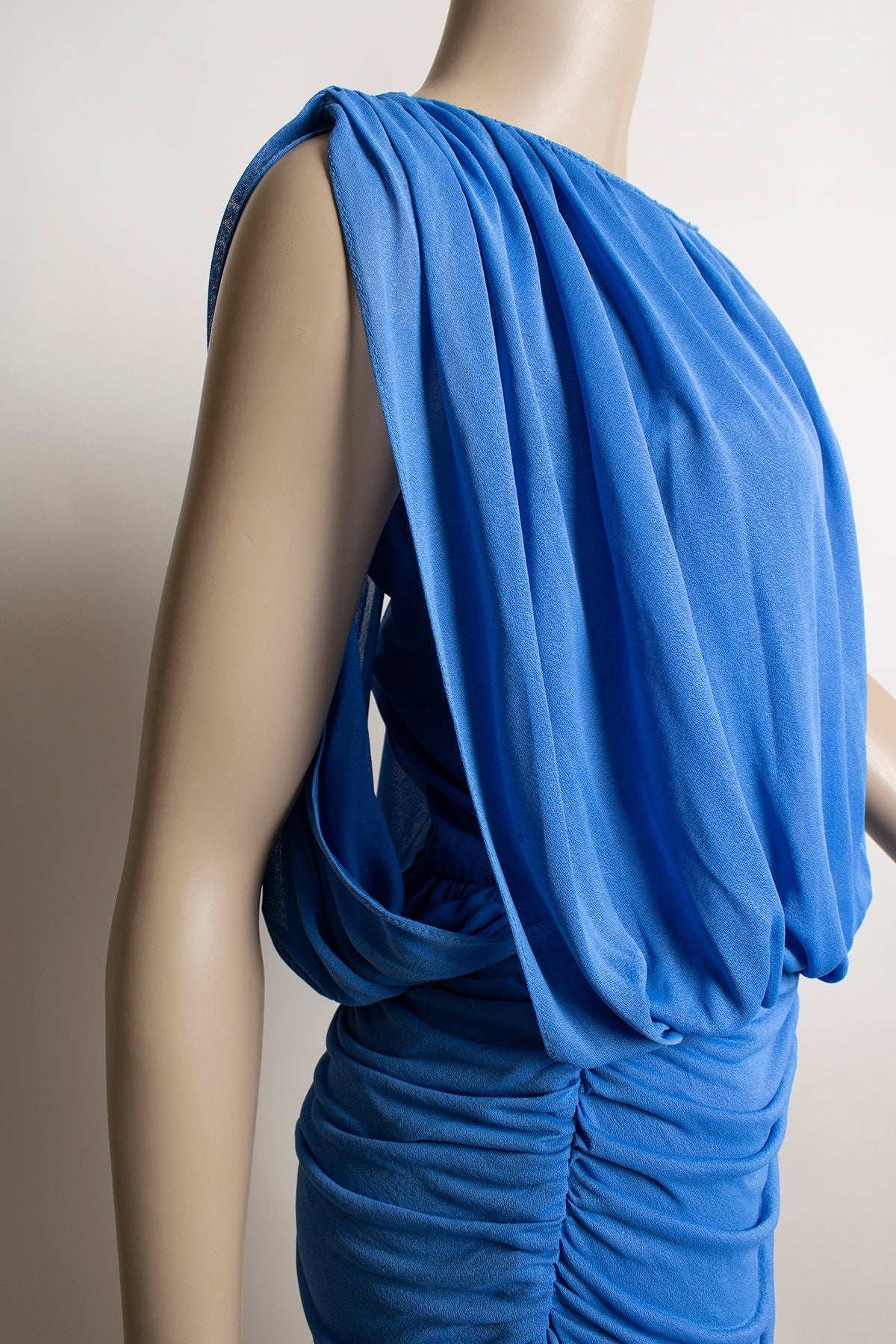 Vintage Slinky Dress - 80s Slouchy Disco Dress In Sky Blue - Bodycon ...
