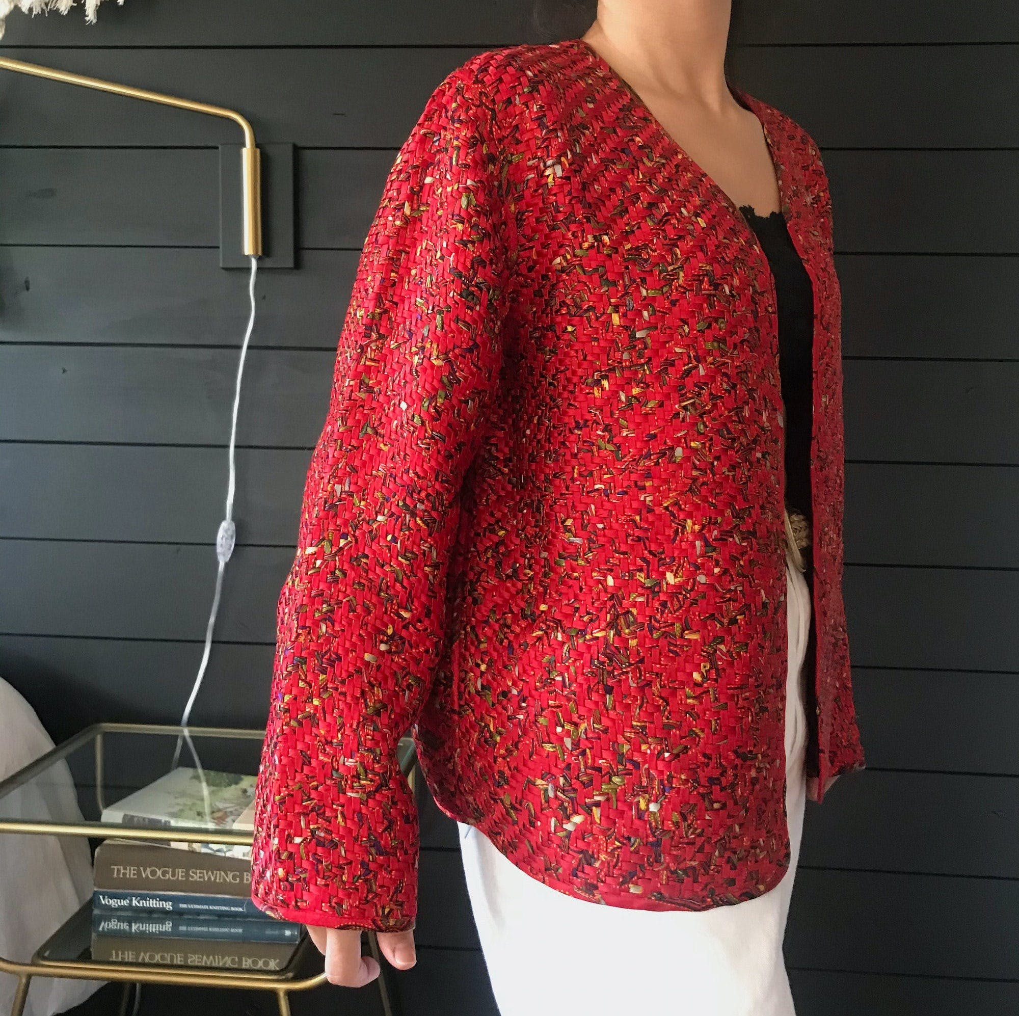 Vintage 80’s-90’s Woven Red Silk Jacket by Chicos Design | Shop THRILLING