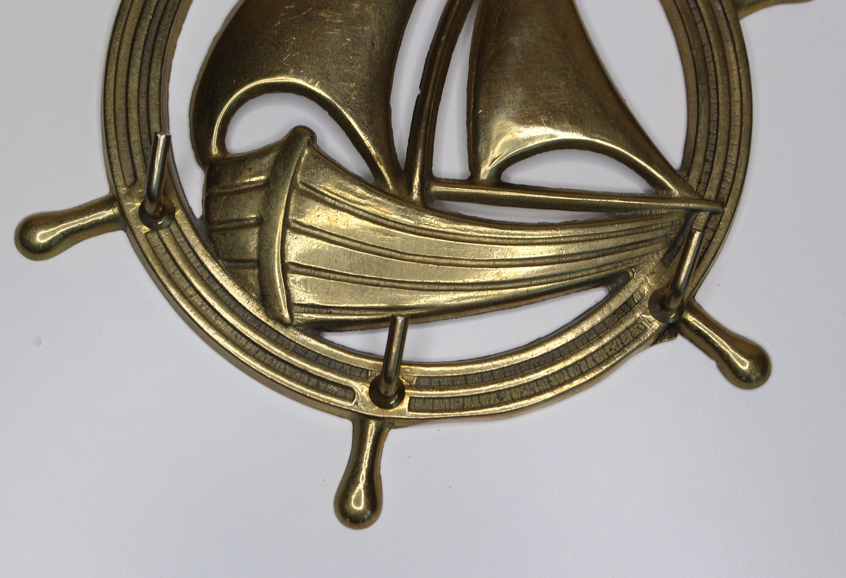 Vintage Brass Sailboat Key Holder Ship Wheel | Shop THRILLING