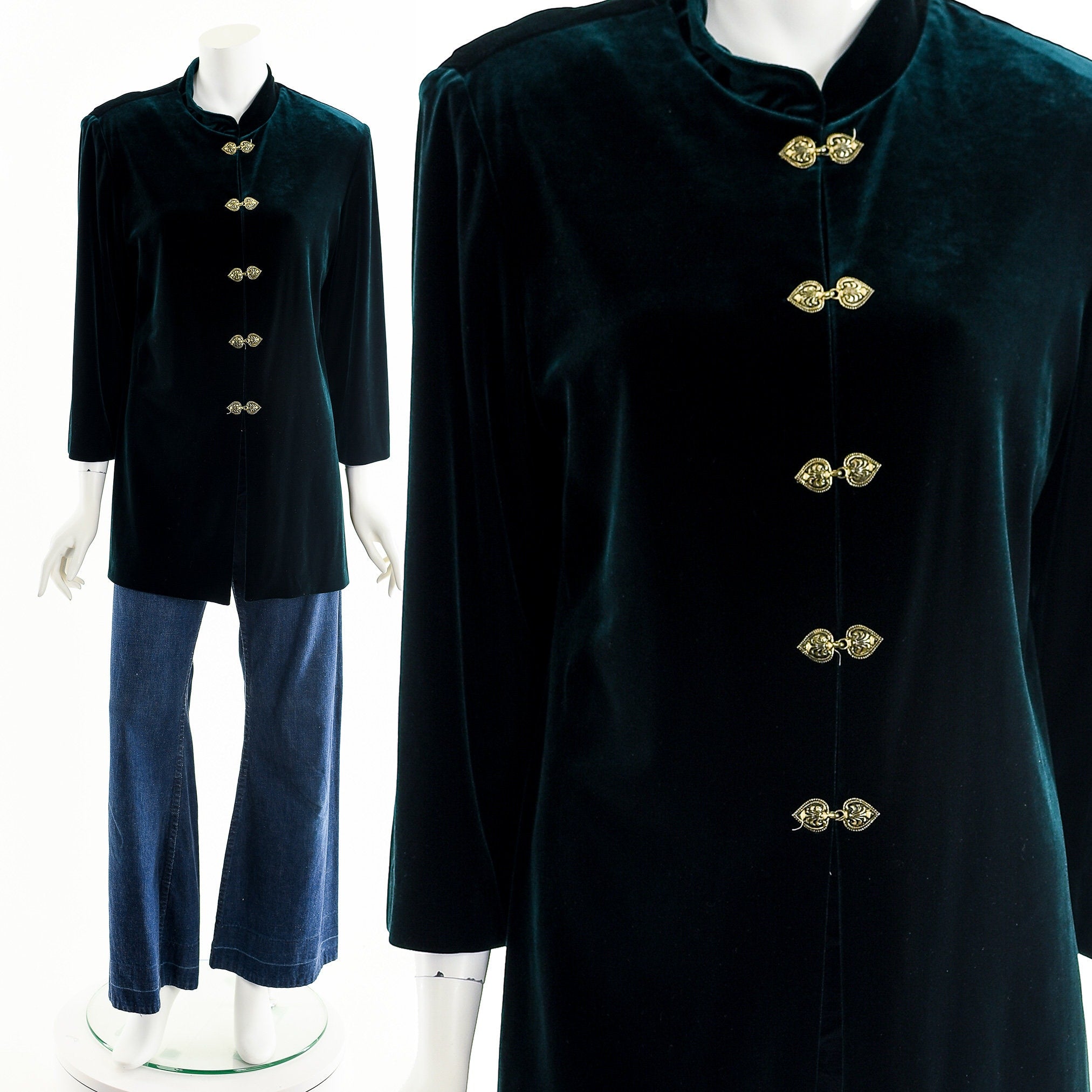 Vintage Dark Green Velvet Duster Jacket | Shop THRILLING