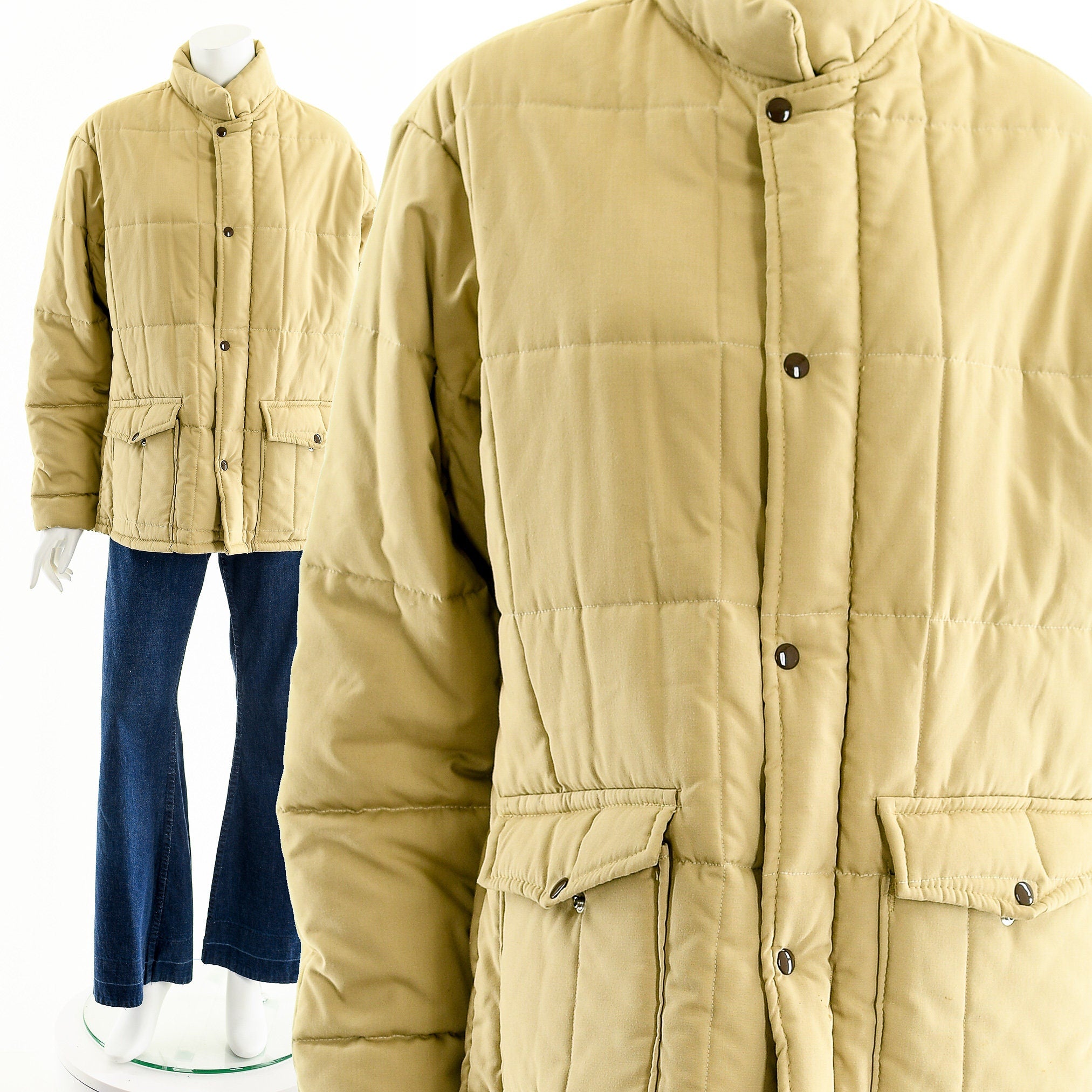 Vintage 80s Futuristic Khaki Avant Garde Down Quilt Jacket by Zerowear ...