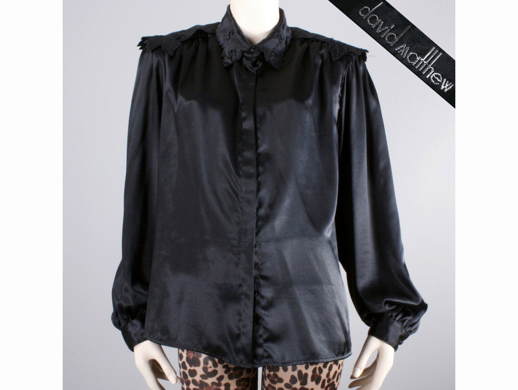 Vintage 80’s David Matthew Black Satin Blouse by David Matthew | Shop ...