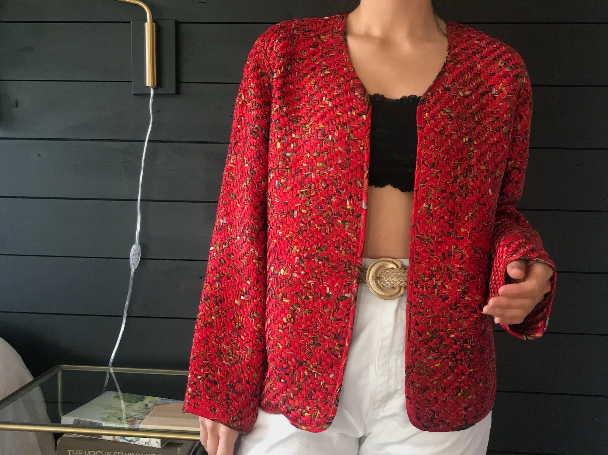 Vintage 80’s-90’s Woven Red Silk Jacket by Chicos Design | Shop THRILLING