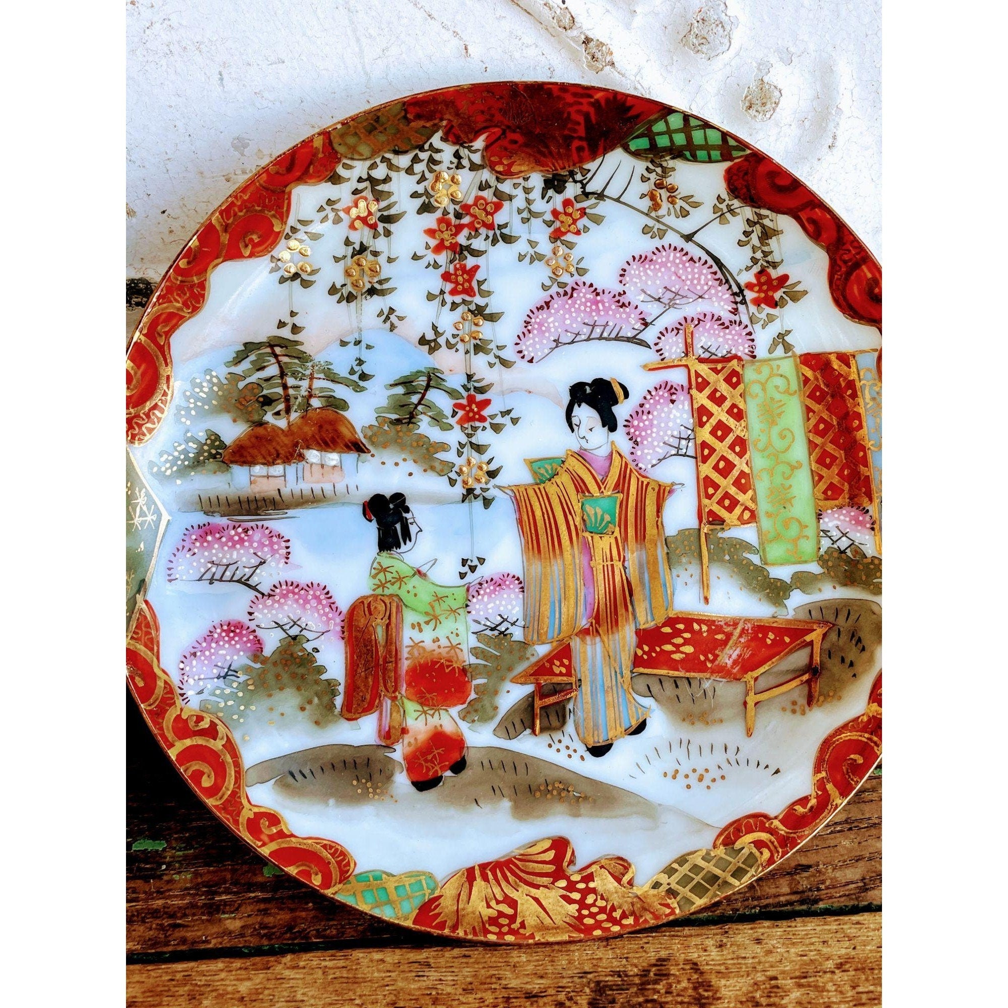 40s Vintage Hand Painted Porcelain Saucer Plates Signed | Shop THRILLING