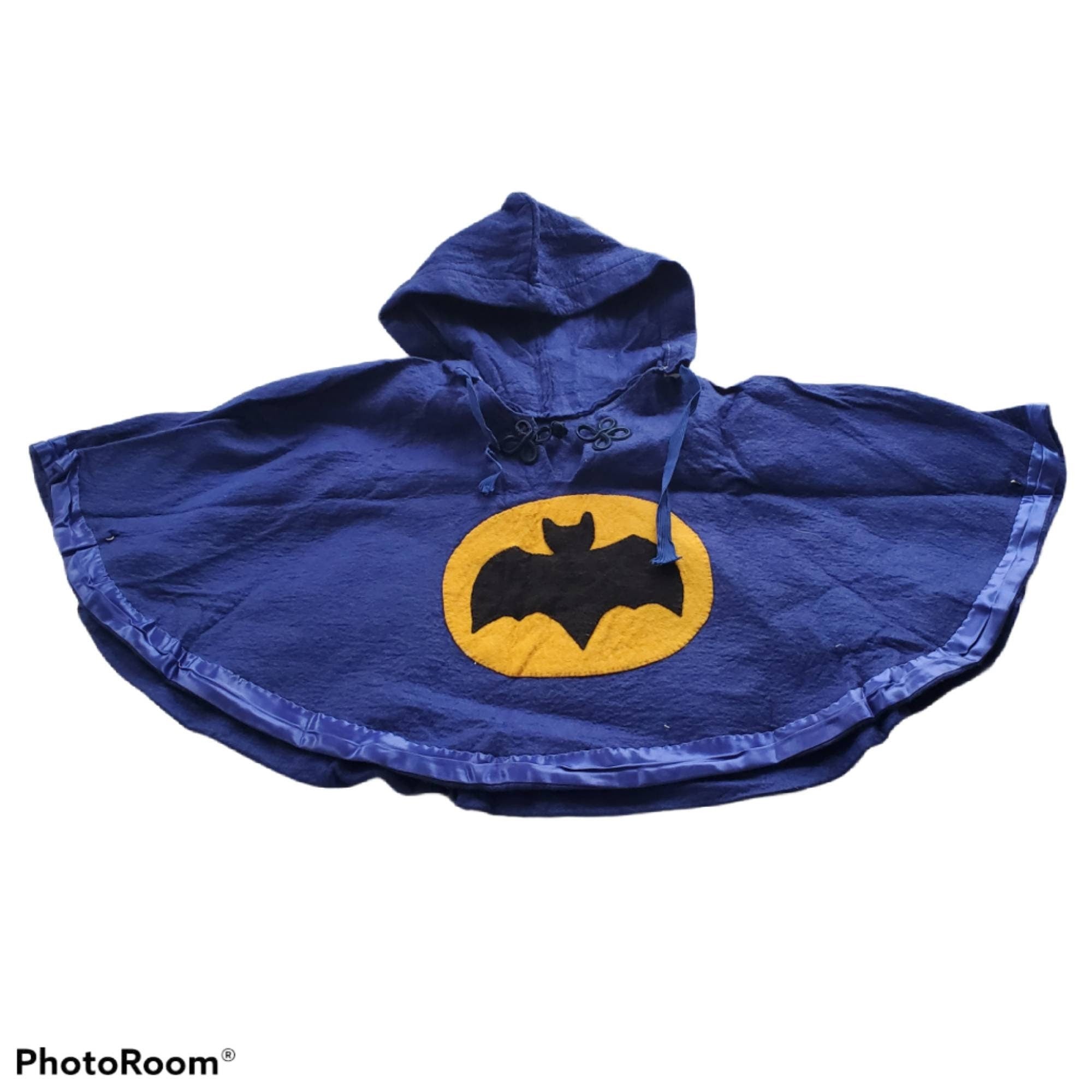 Vintage Handmade Childs Felt Batman Cape Poncho Superhero Costume ...