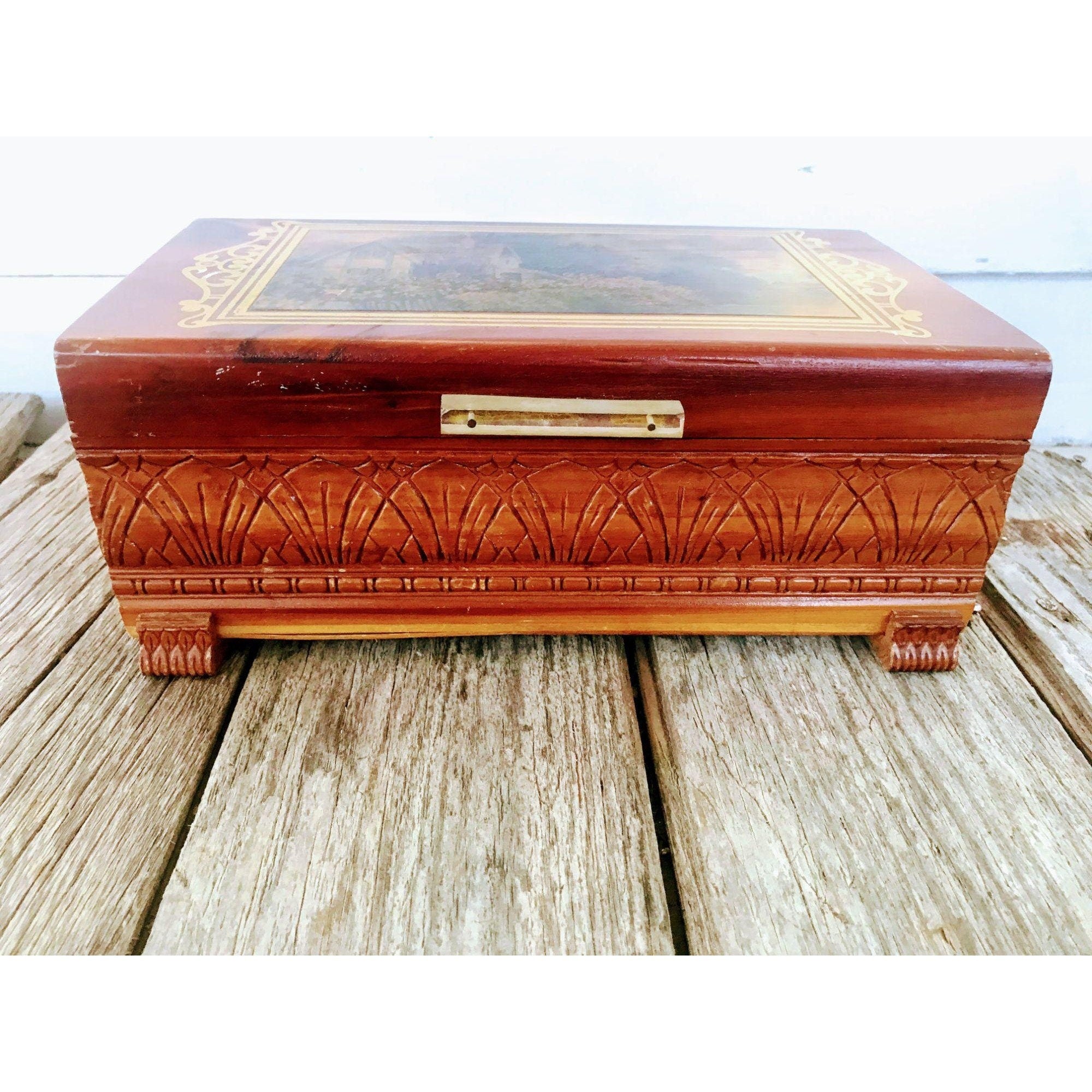Vintage Cedar Box Carved Cottage House Picture | Shop THRILLING